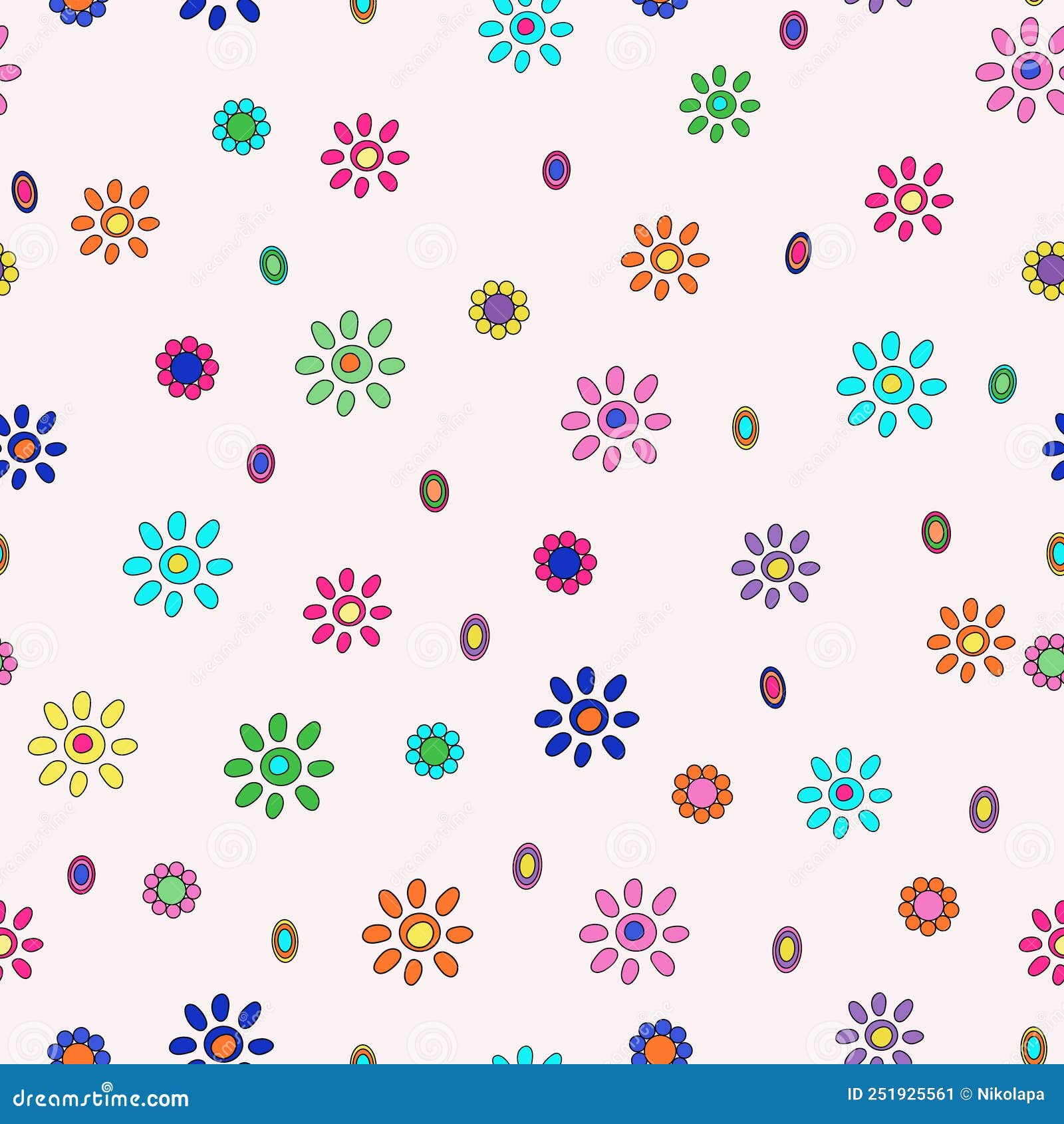 Floral Seamless Pattern. Doodle Stock Vector - Illustration of orange ...