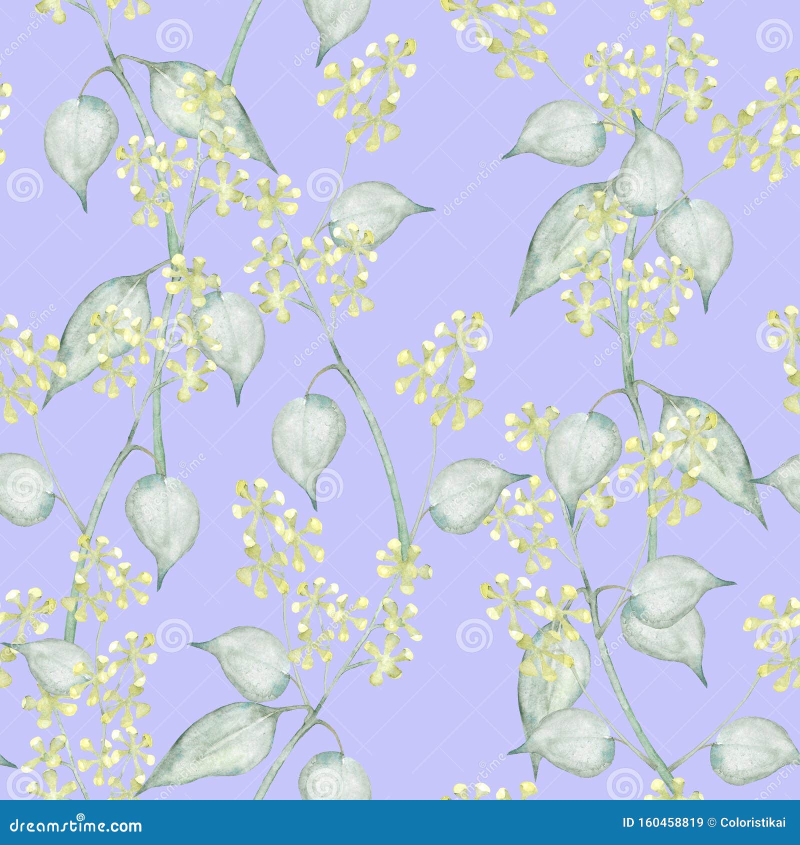Floral Seamless Pattern with Eucalyptus Branches. Stock Illustration ...