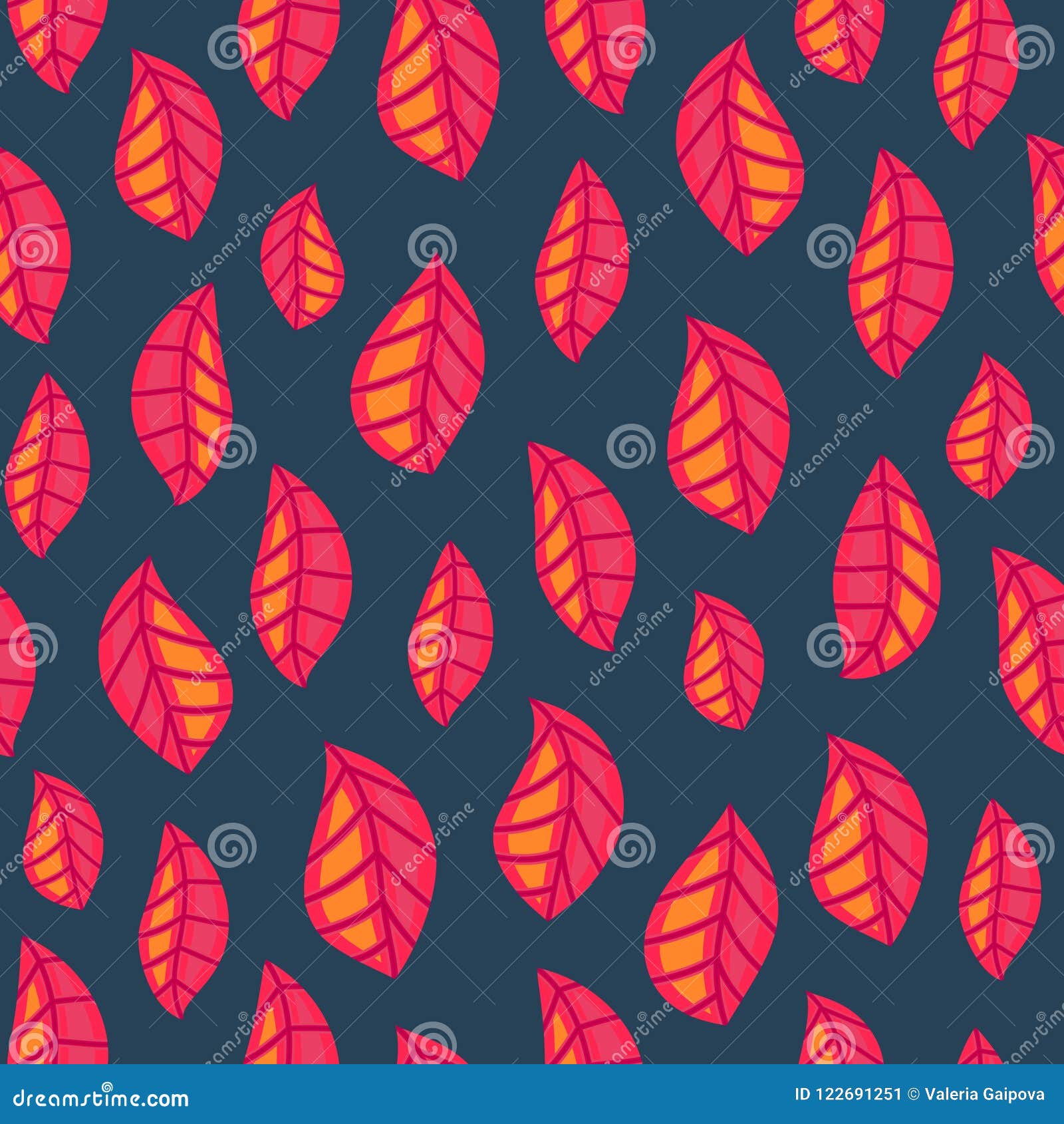 Floral Seamless Pattern With Fallen Leaves Autumn Leaf Fall Stock