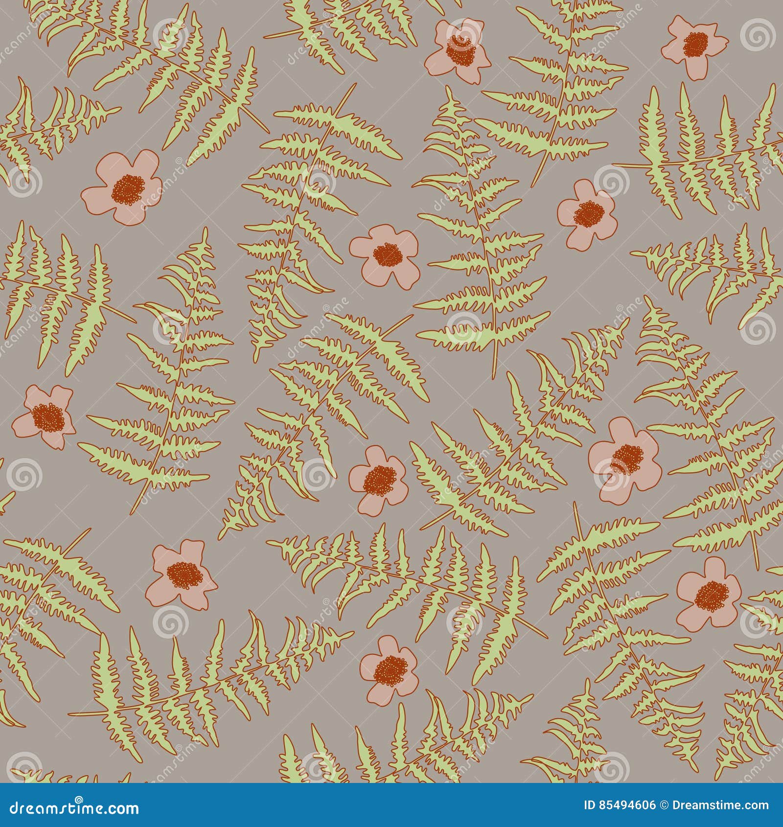 Floral Seamless Pattern with Fern Stock Vector - Illustration of ...