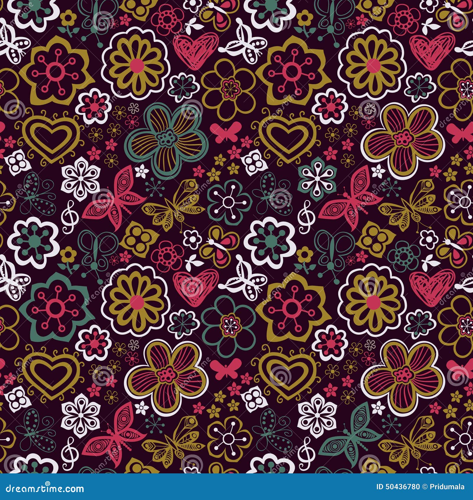 Floral Seamless Pattern with Flowers. Stock Vector - Illustration of ...