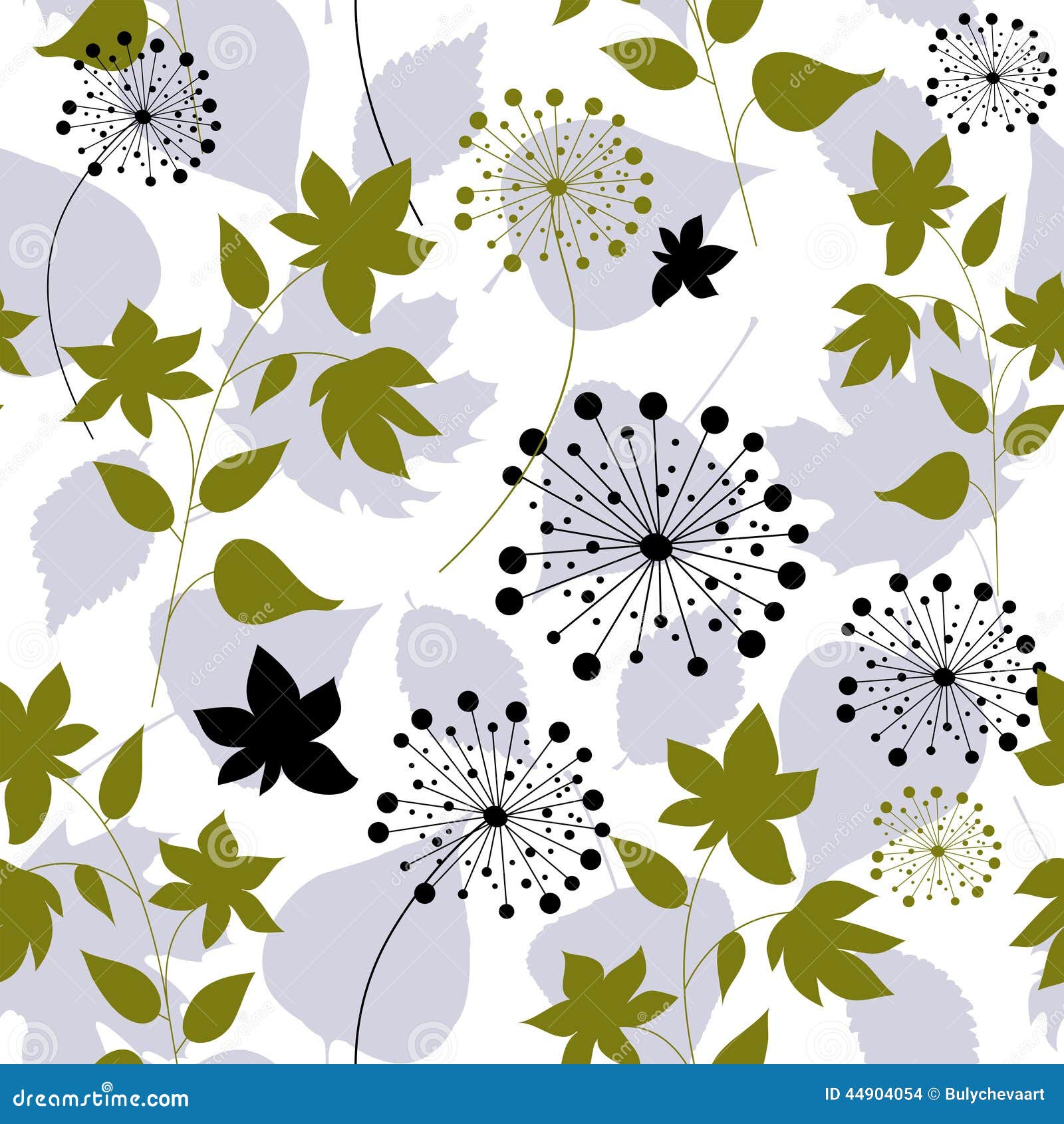 Floral Seamless Pattern with Forest Leaves Stock Vector - Illustration ...