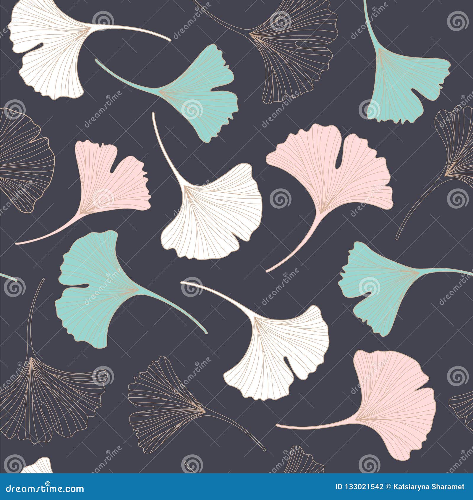 Floral Seamless Pattern with Gingko Leaves. Vector Stock Vector ...