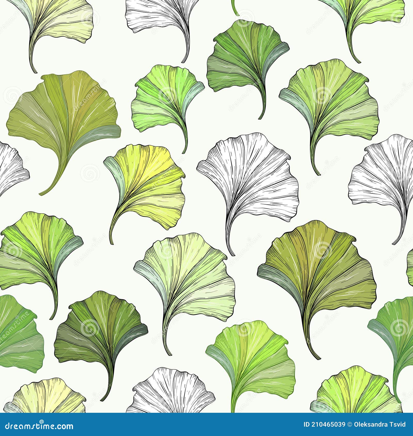 Floral Seamless Pattern with Ginkgo Leaves. Stock Illustration ...