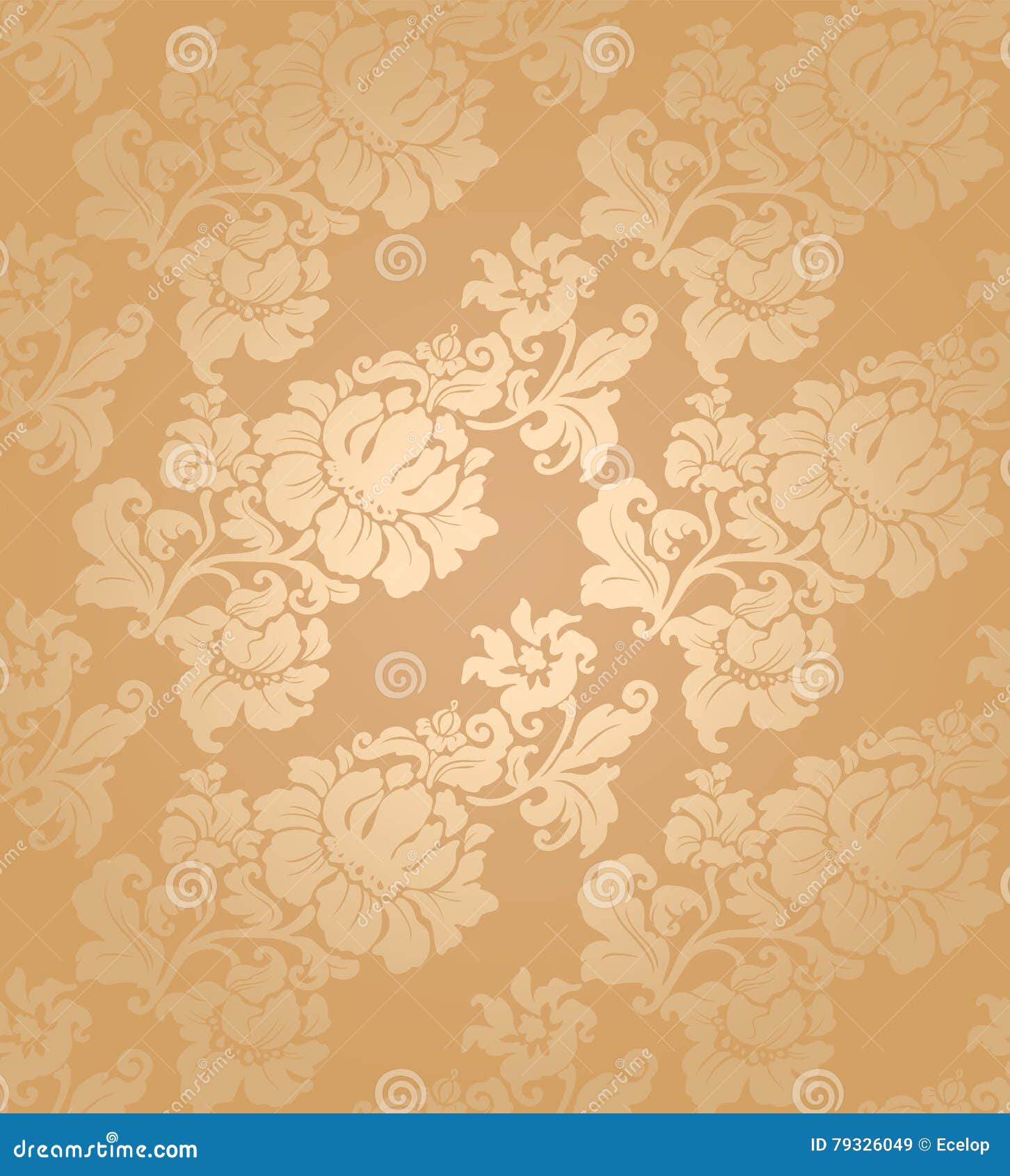 Floral Seamless Pattern, Gold Stock Vector - Illustration of plant ...