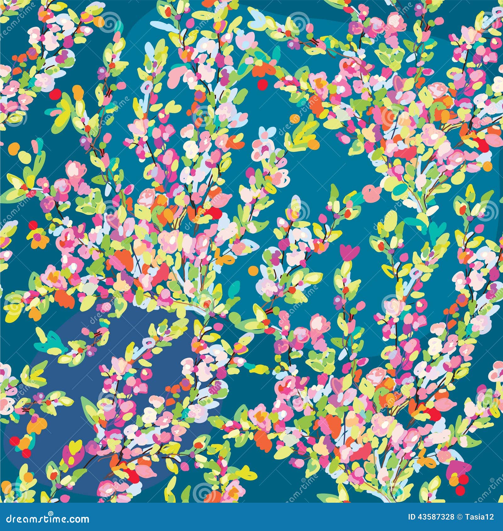 Floral Seamless Pattern with Hand Drawn Blossom Flowers for Spring ...
