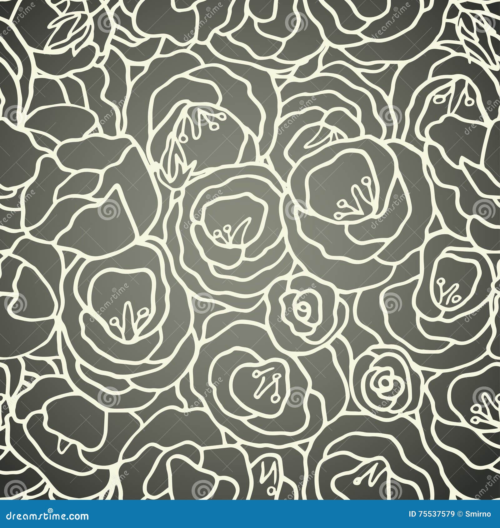 Floral Seamless Pattern with Hand Drawn Roses Stock Vector ...