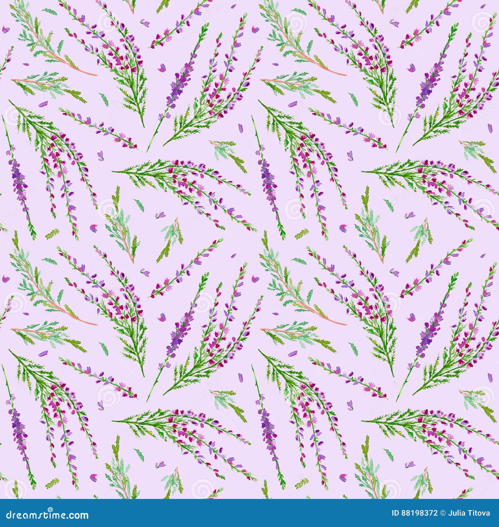 Floral Seamless Pattern of a Heather Flowers. Stock Illustration ...