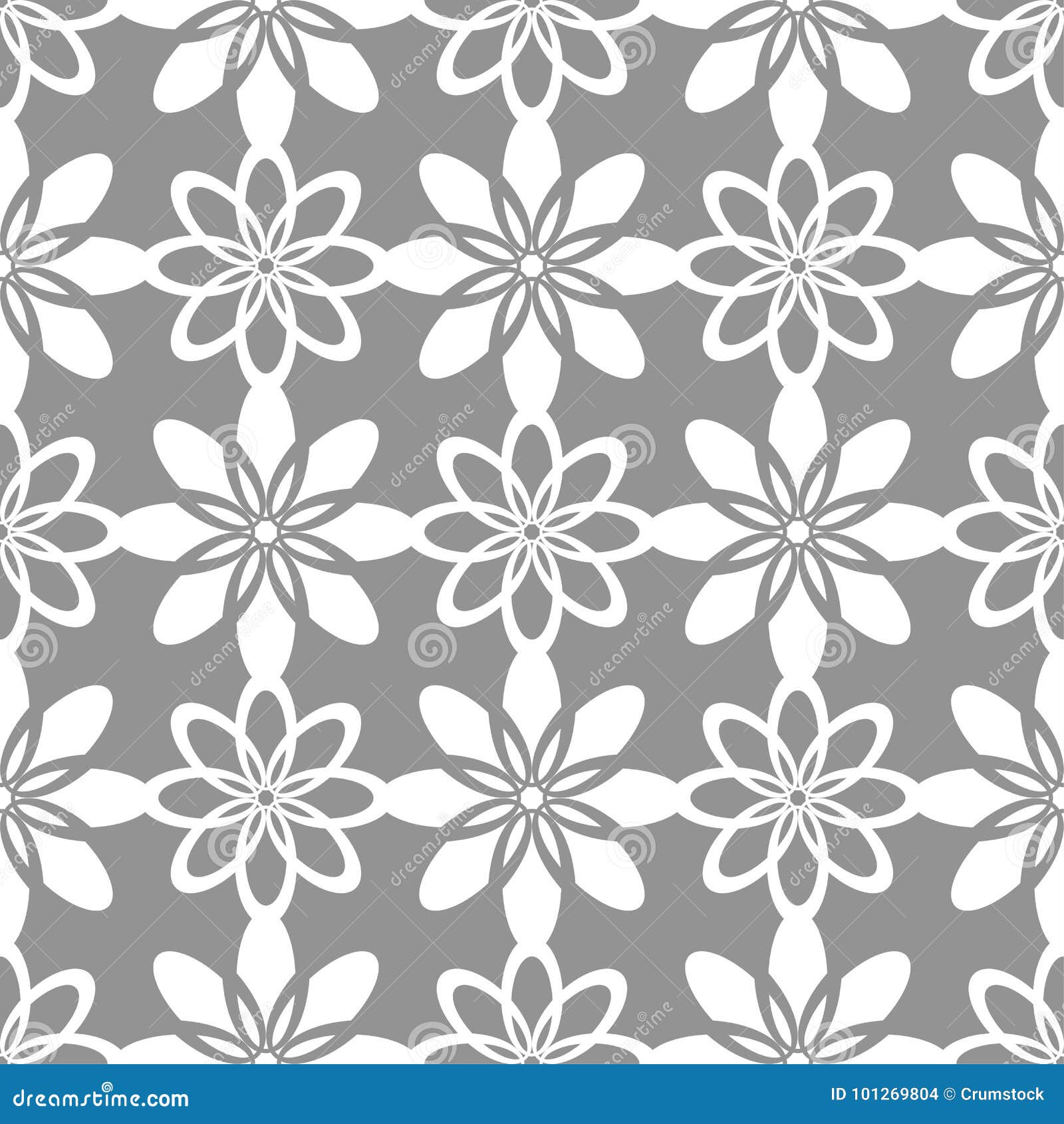 Floral Seamless Pattern. Light Gray Wallpaper Background Stock Vector ...