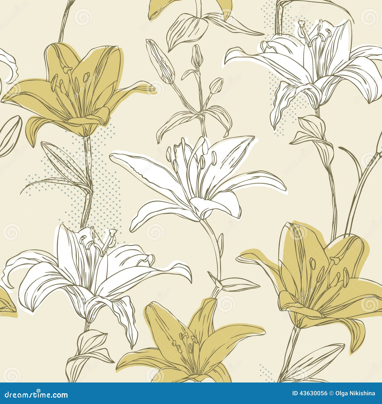 Floral Seamless Pattern with Lily Stock Vector - Illustration of lily ...