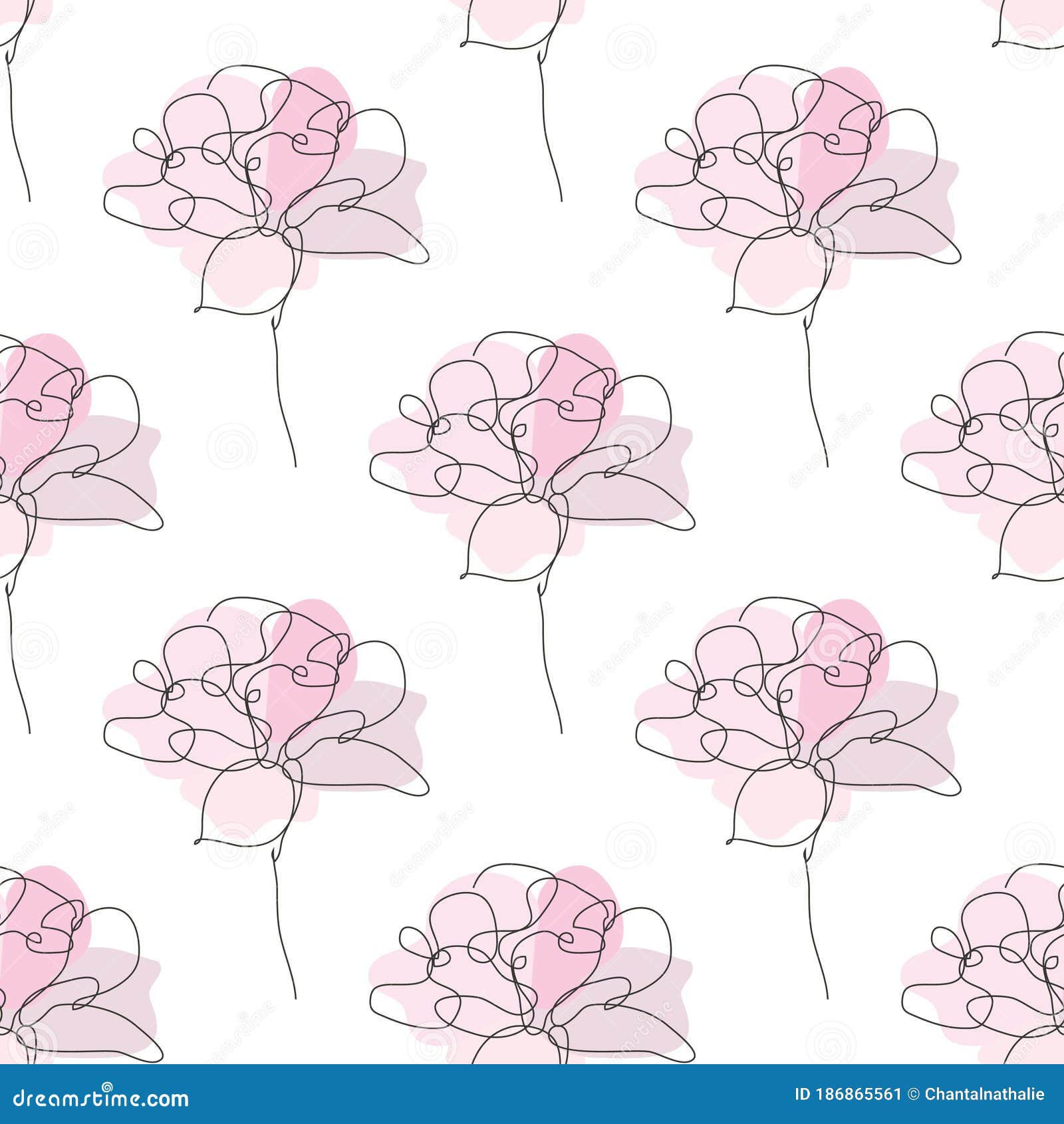 Floral Seamless Pattern Line Art Stock Vector - Illustration of sketch ...