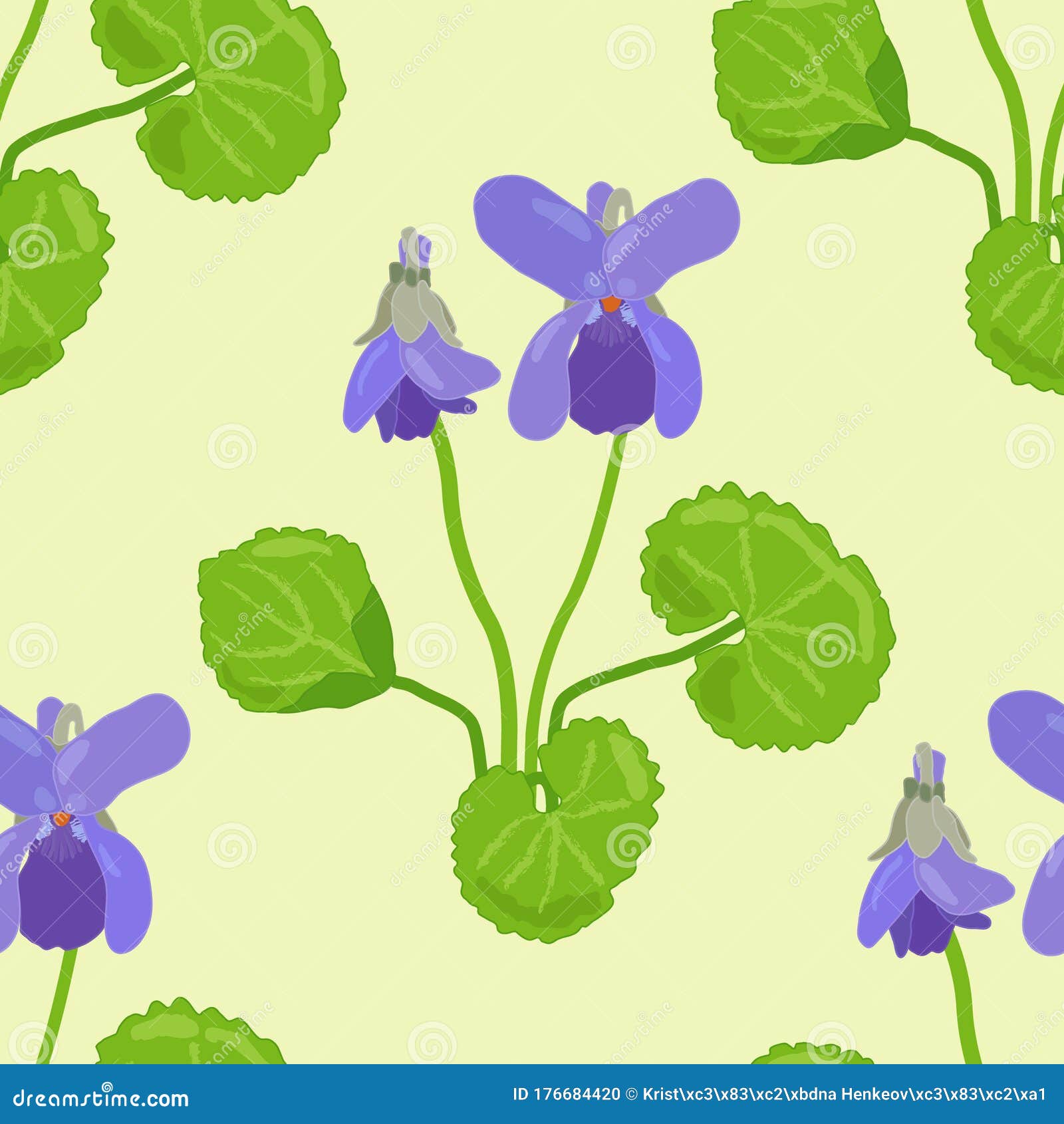 Floral Seamless Pattern Made with Hand Drawn Wild Forest Viola Flowers ...