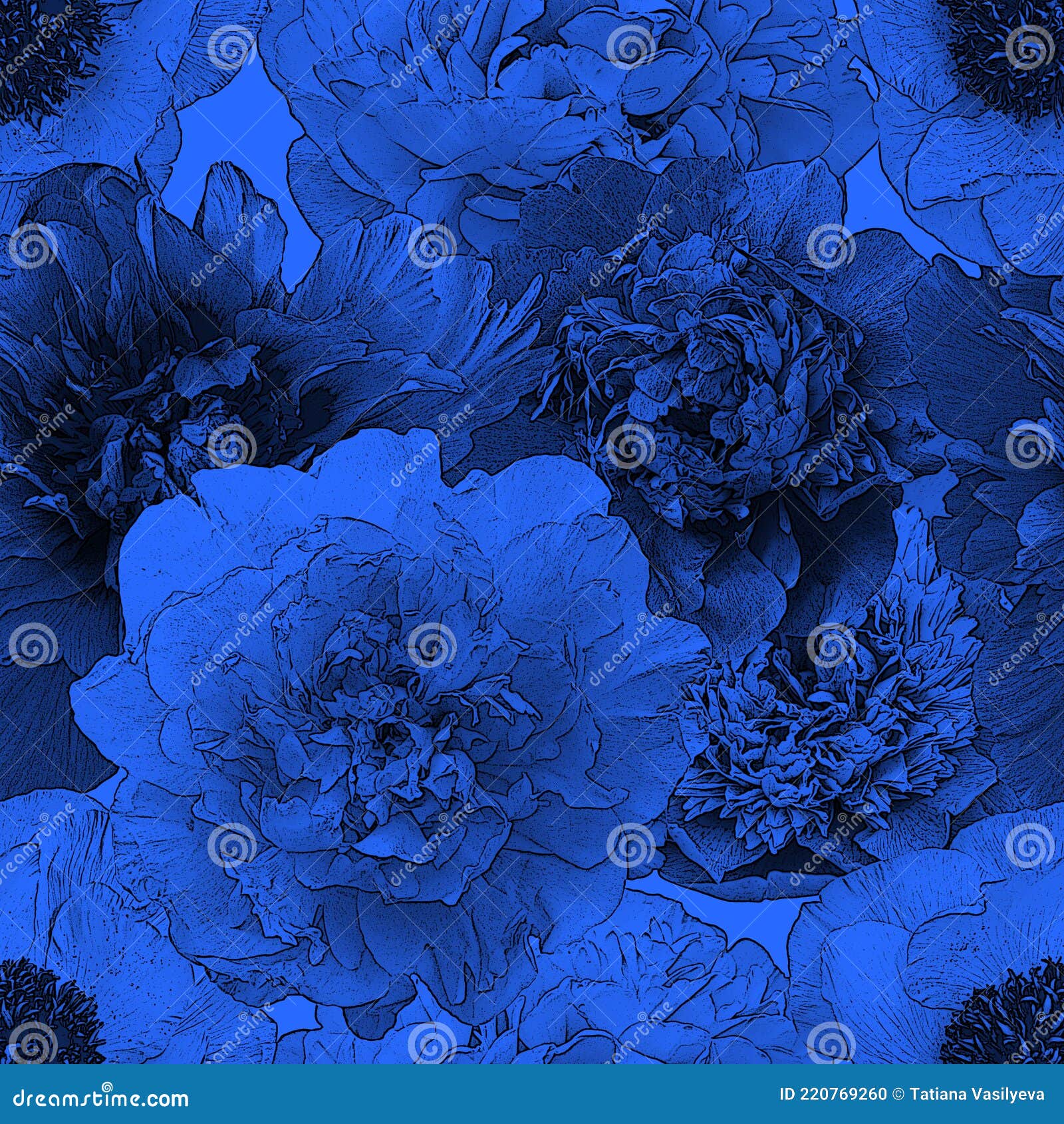 Floral Seamless Pattern with Peony Flowers Stock Photo - Image of ...