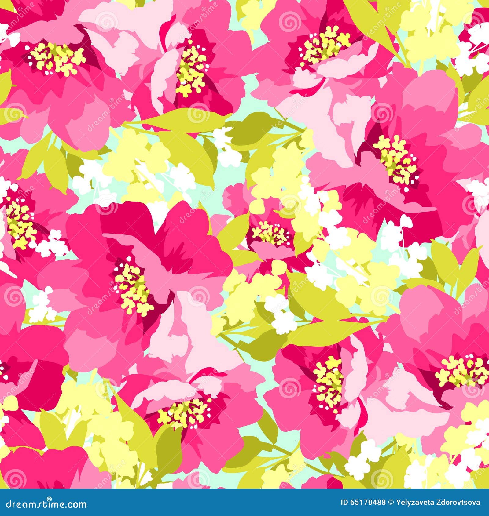 Floral Seamless Pattern with Pink Flowers Stock Vector - Illustration ...