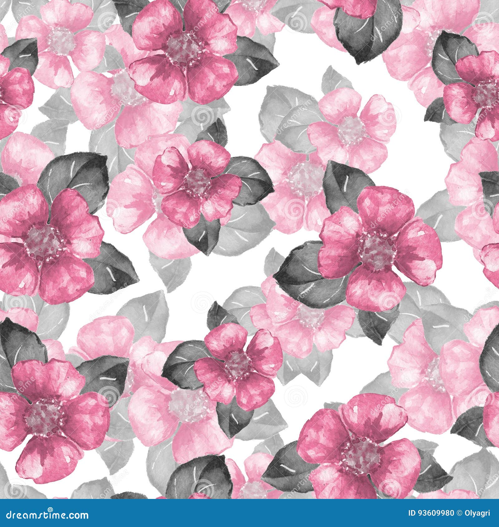 Floral Seamless Pattern with Pink Flowers Stock Illustration ...