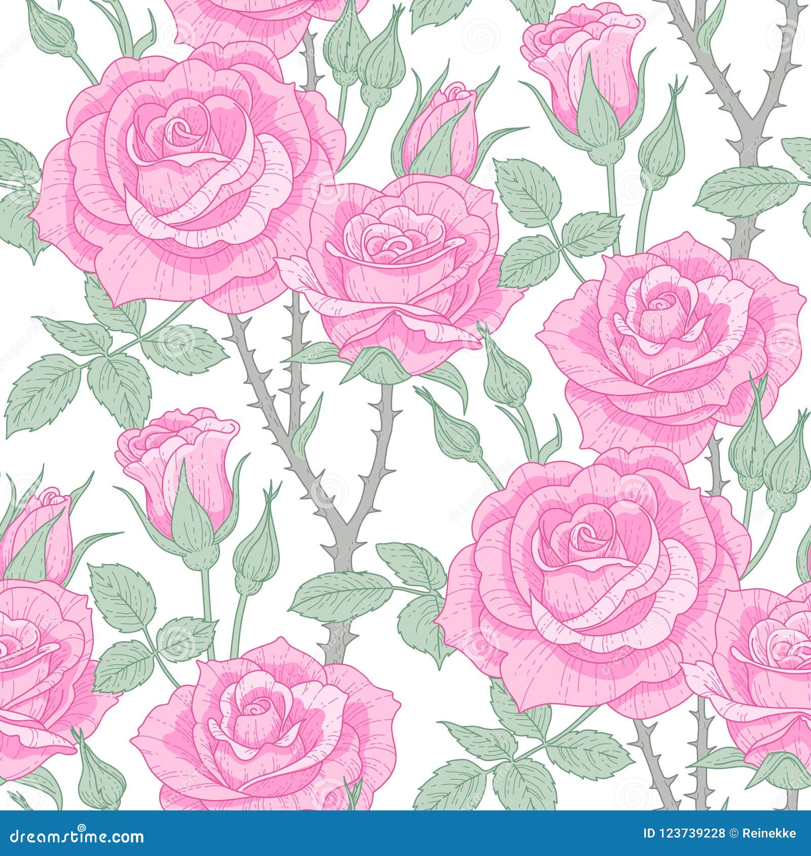 Pink roses pattern stock vector. Illustration of pattern - 123739228