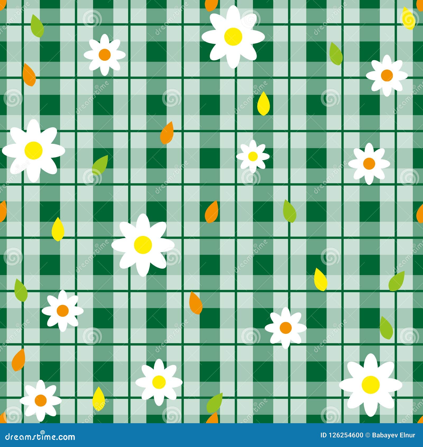 Floral Seamless Pattern with Plaid Background. Vector Template Stock ...