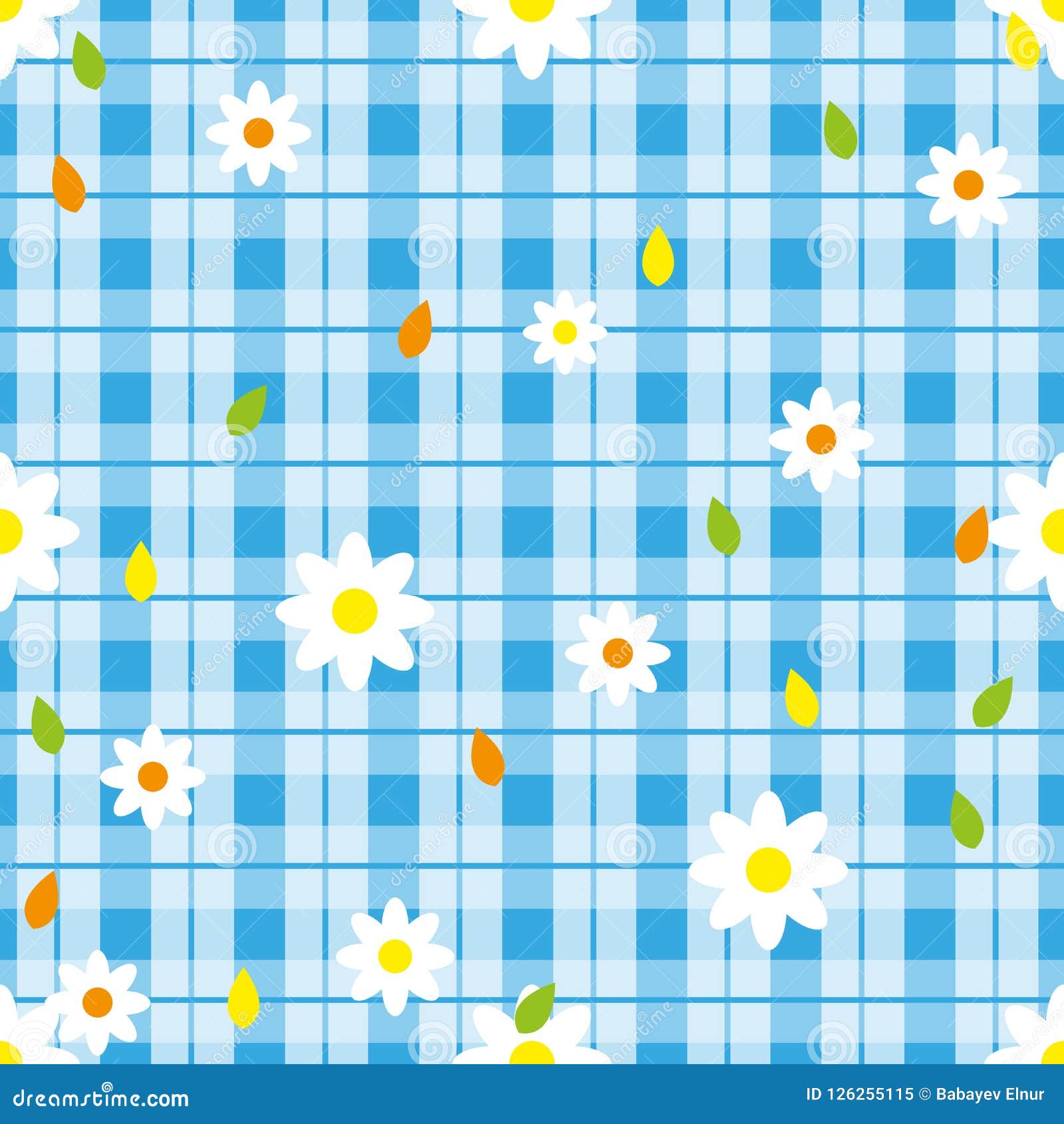 Floral Seamless Pattern with Plaid Background. Vector Template Stock ...