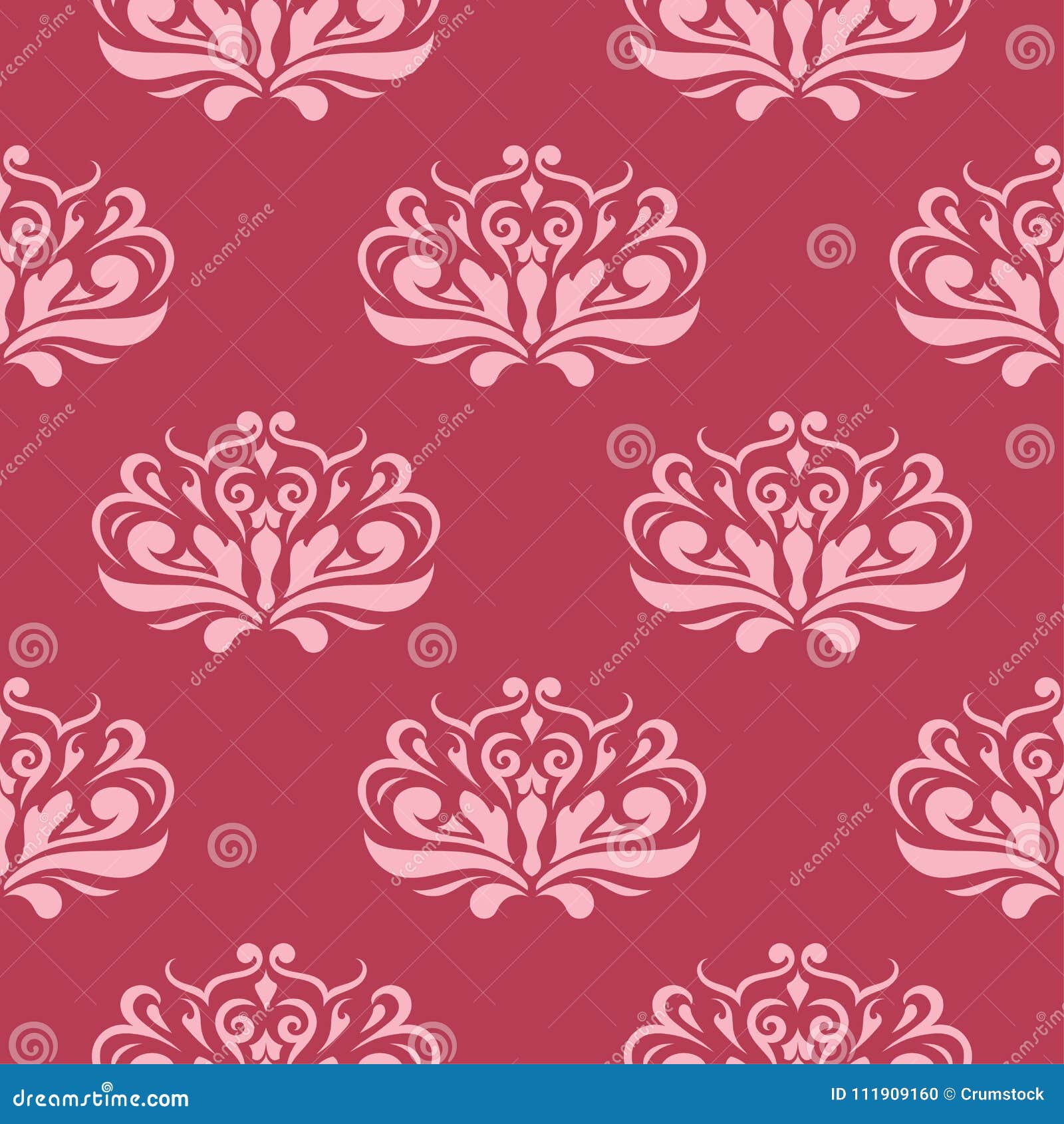 Floral Seamless Pattern on Red Background Stock Vector - Illustration ...