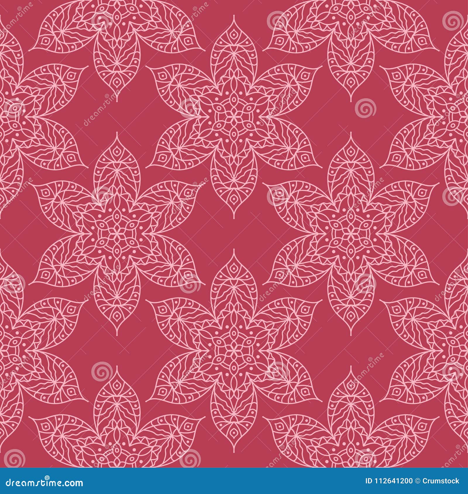Floral Seamless Pattern on Red Background Stock Vector - Illustration ...