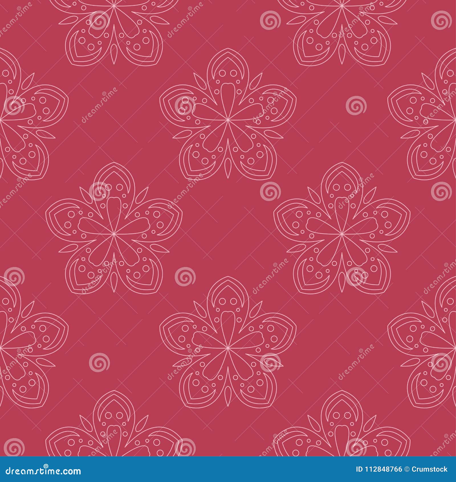 Floral Seamless Pattern on Red Background Stock Vector - Illustration ...