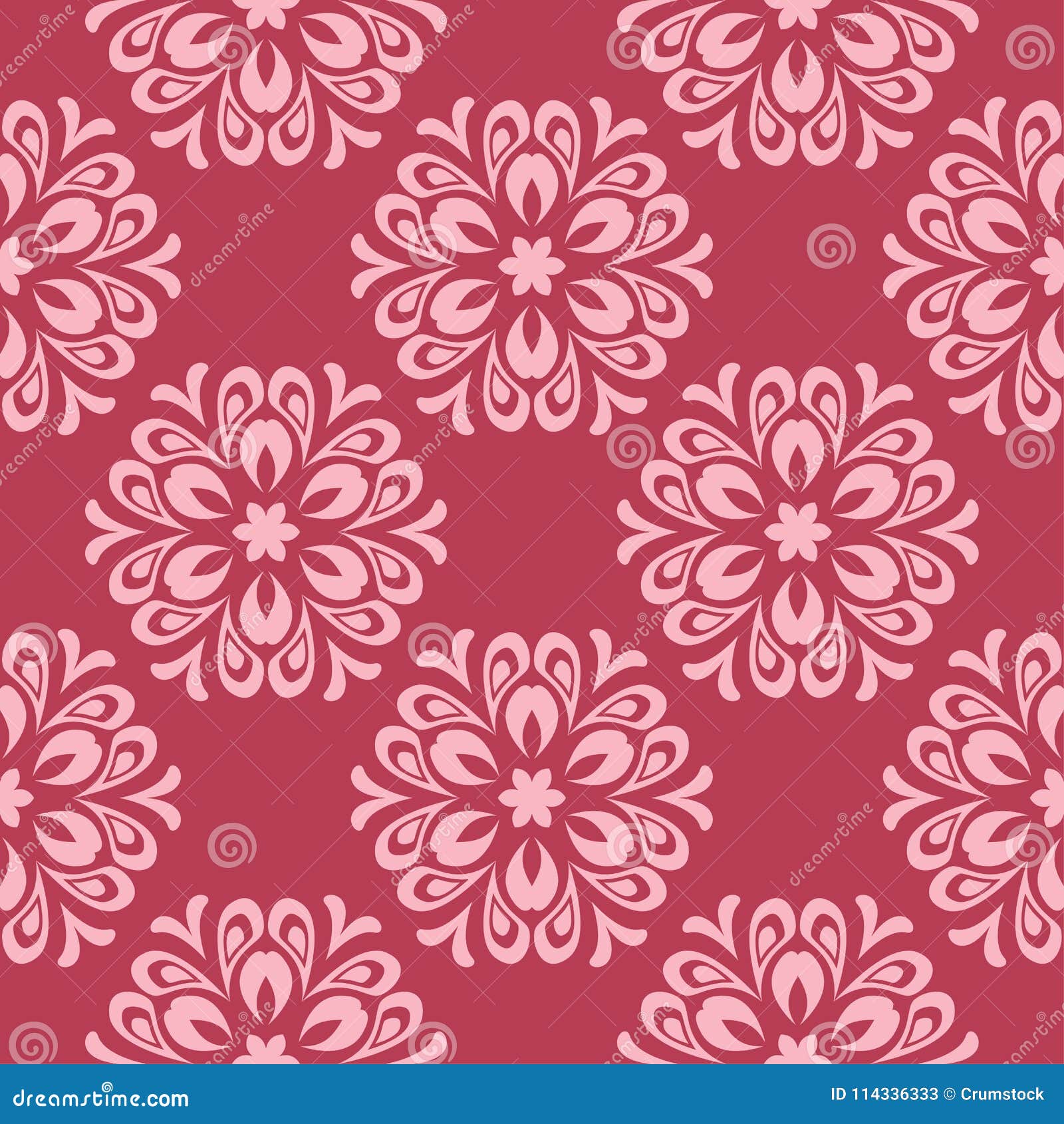Floral Seamless Pattern on Red Background Stock Vector - Illustration ...