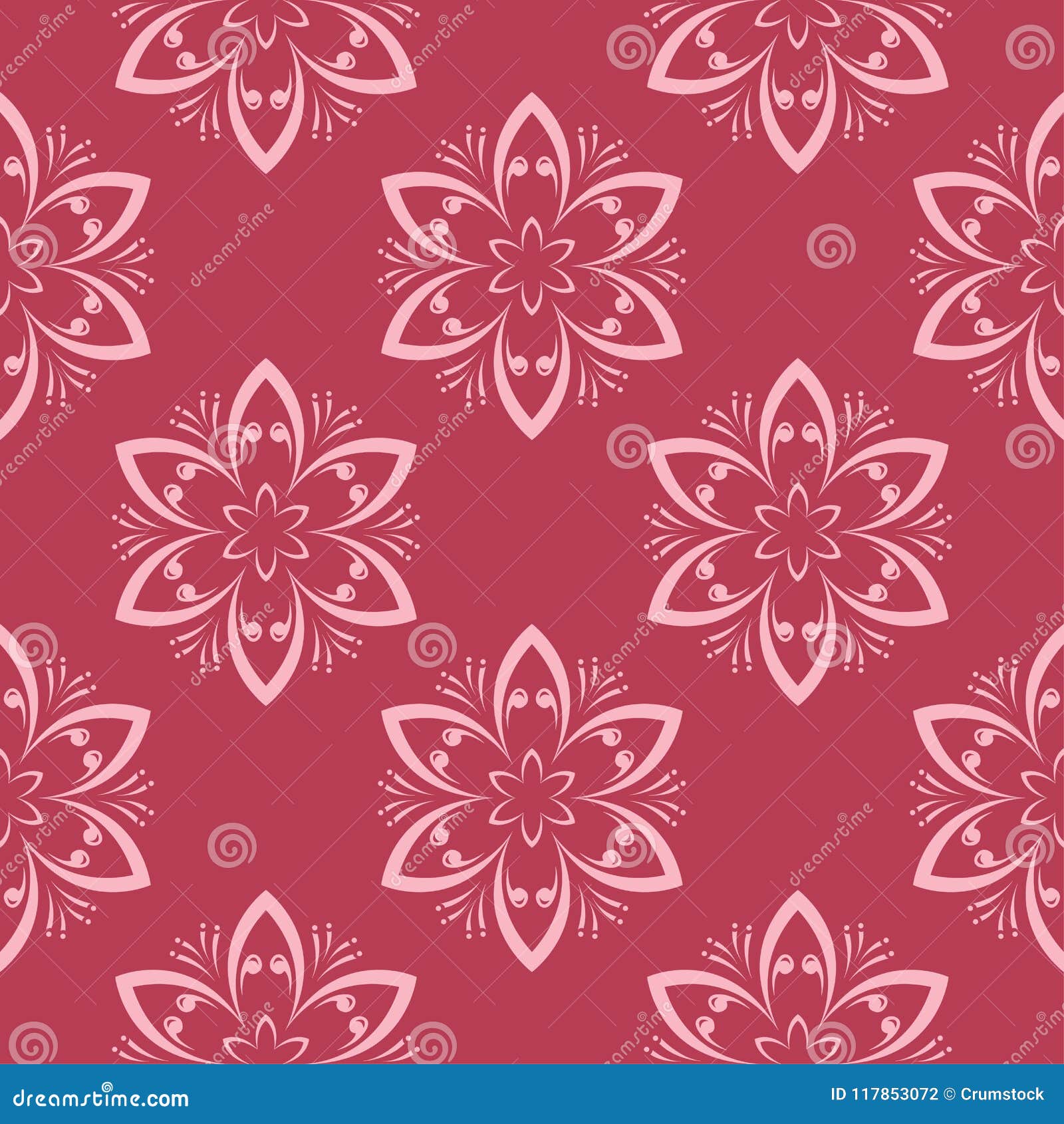 Floral Seamless Pattern on Red Background Stock Vector - Illustration ...