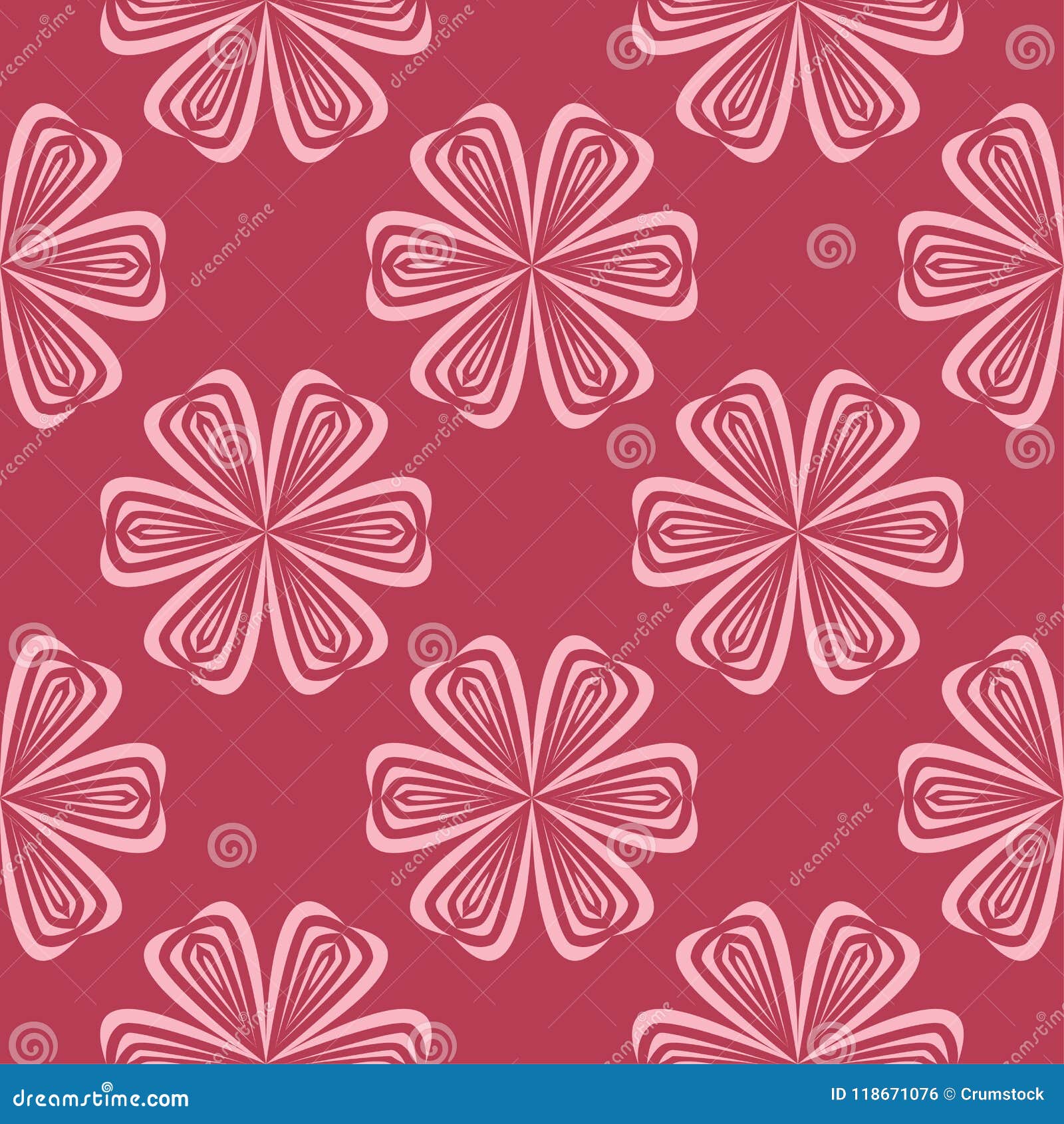 Floral Seamless Pattern on Red Background Stock Vector - Illustration ...