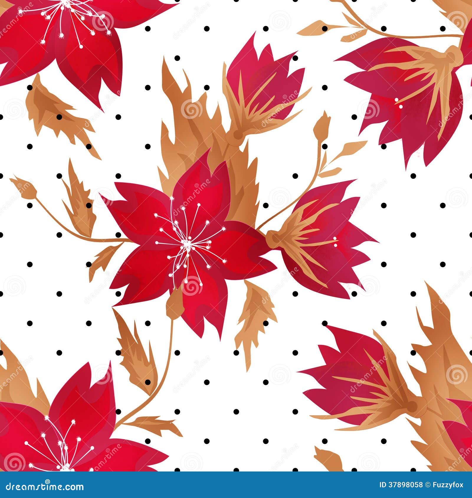 Floral Seamless Pattern with Red Flowers Texture Stock Illustration ...