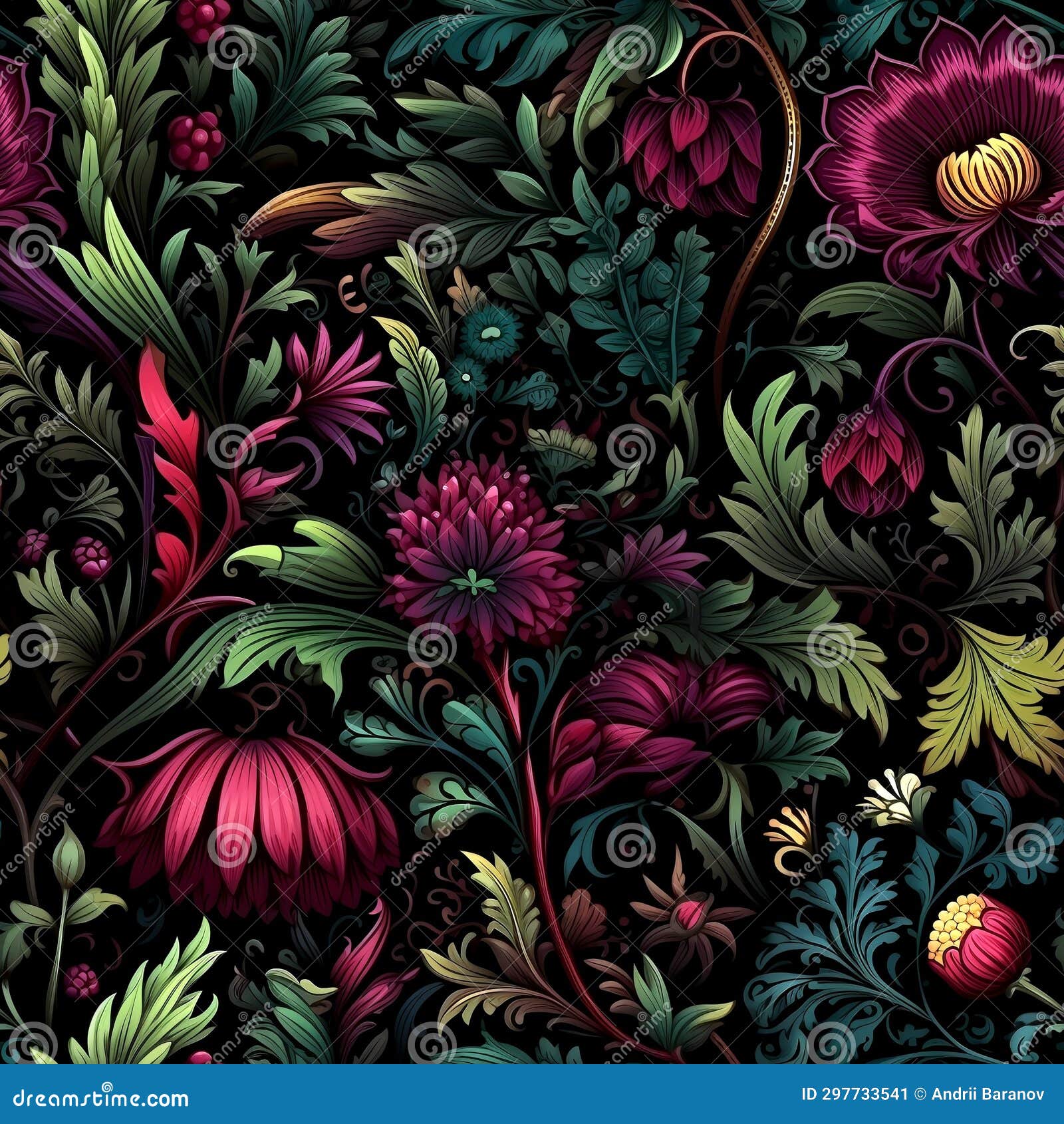 Floral Seamless Pattern. Renaissance. Elegant Designs with Flowers. AI ...