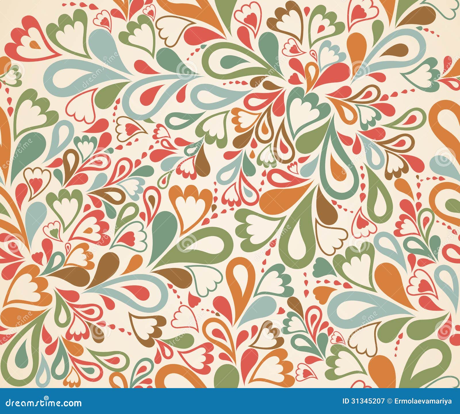 Floral Seamless Pattern in Retro Style. Vector Stock Vector ...