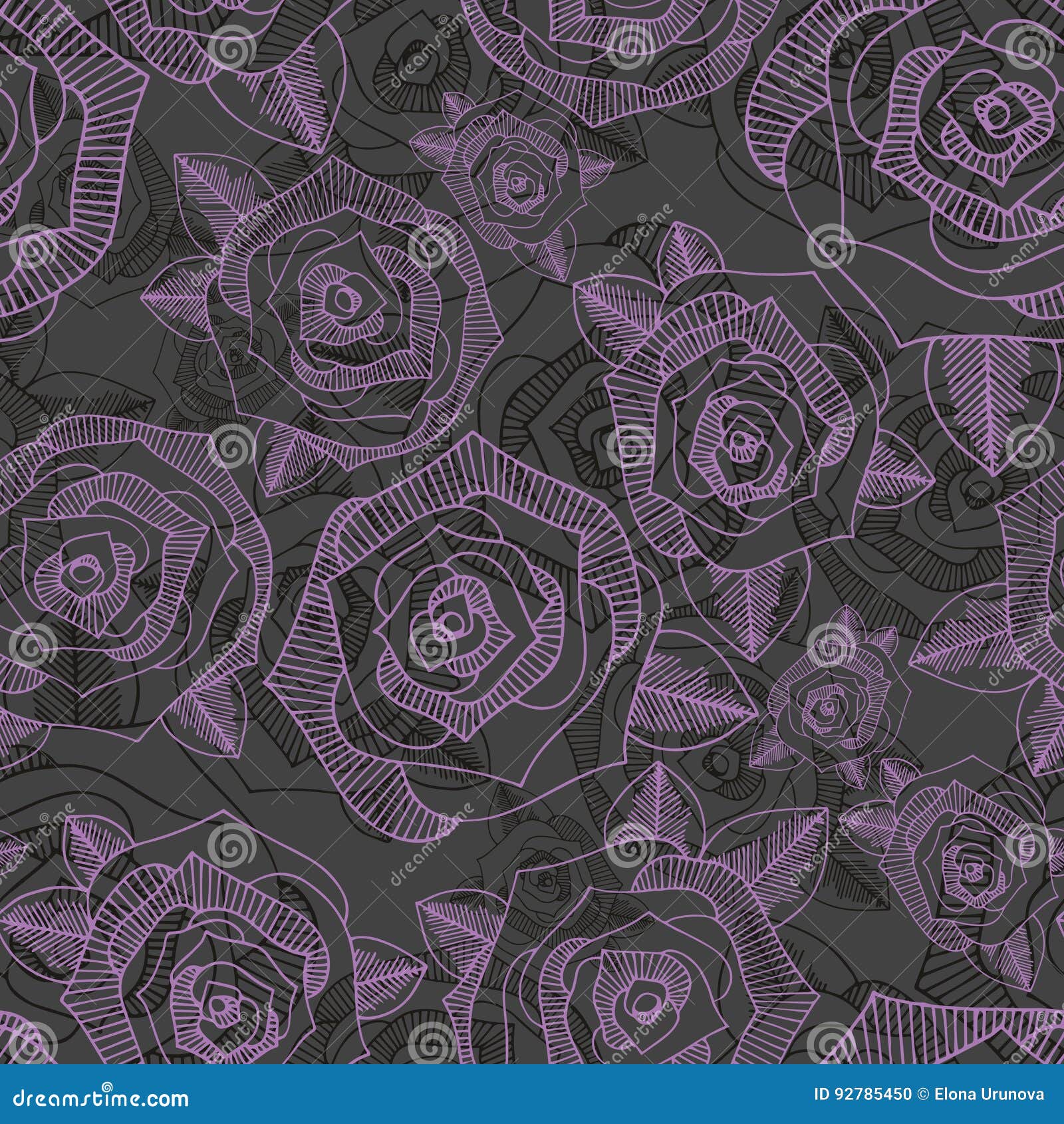 Floral Seamless Pattern with Roses. Hand Drawing Stock Vector ...