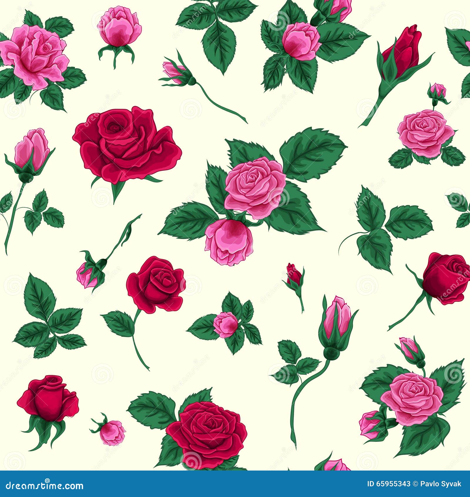 Floral Seamless Pattern with Roses Stock Vector - Illustration of card ...