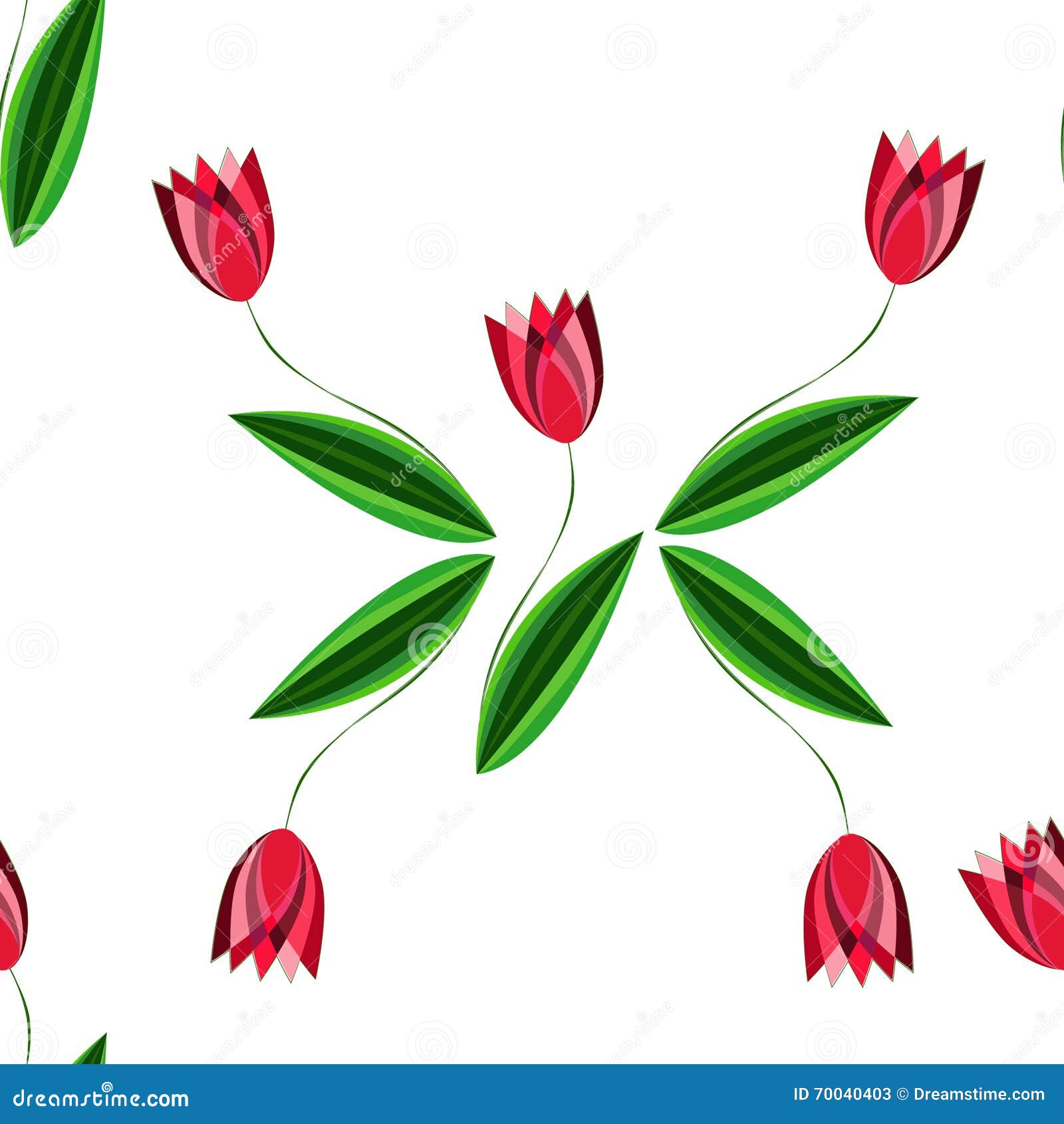 Floral Seamless Pattern with Scattered Tulips on the White Background ...