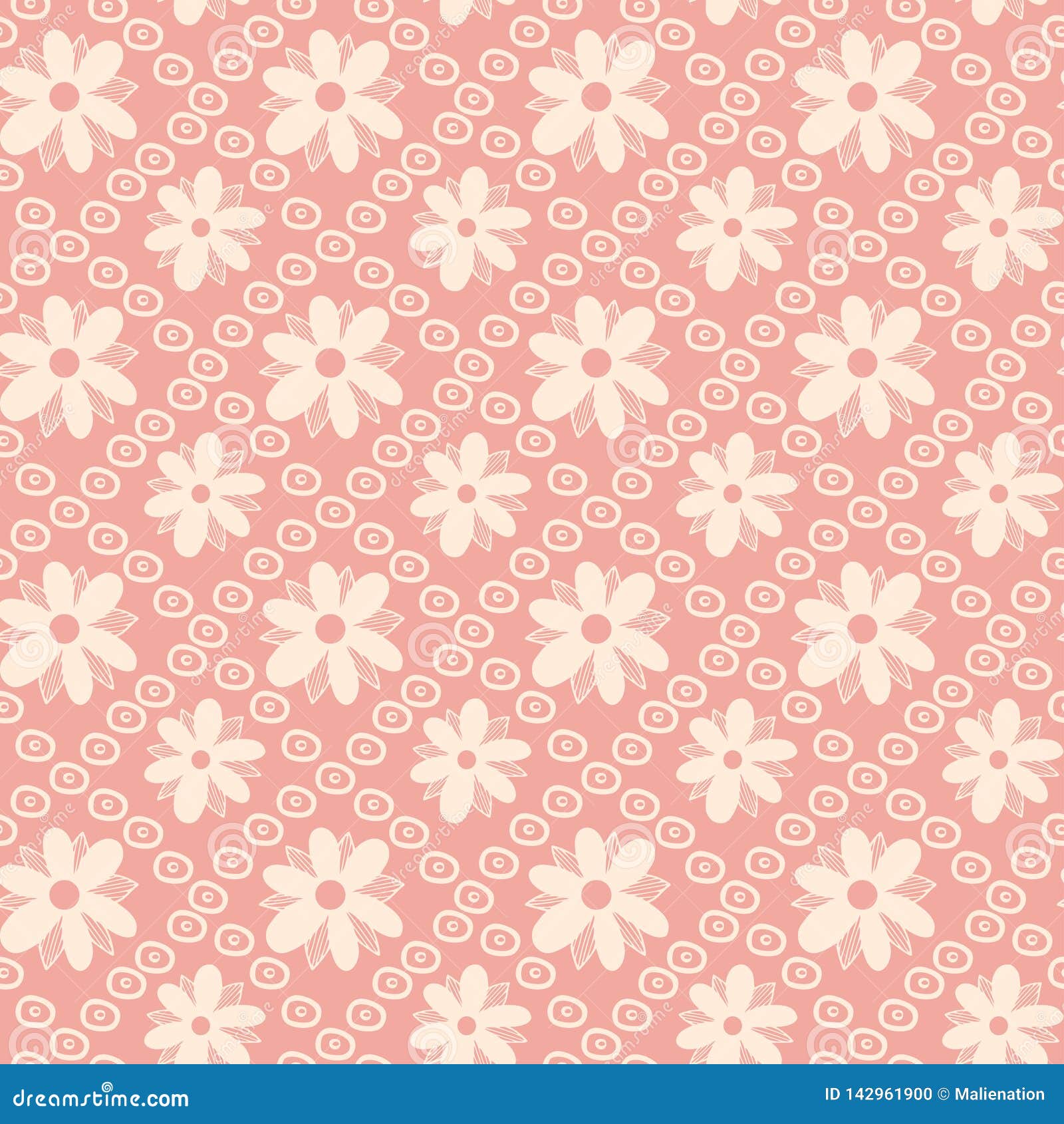 Floral Seamless Pattern. Simple Flower Textile Design. Folk Pattern ...