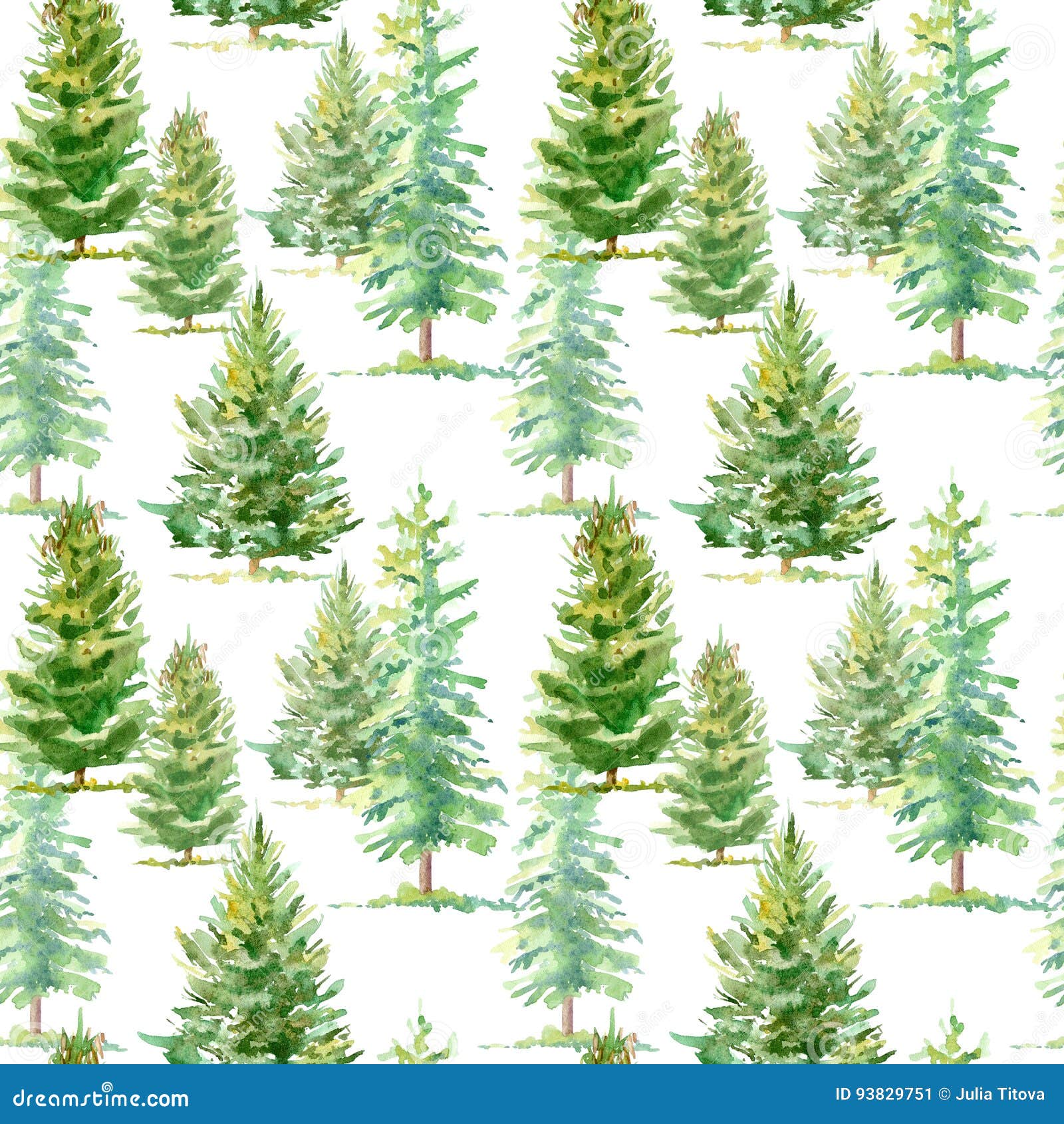 Floral Seamless Pattern of a Spruce Tree. Stock Illustration ...