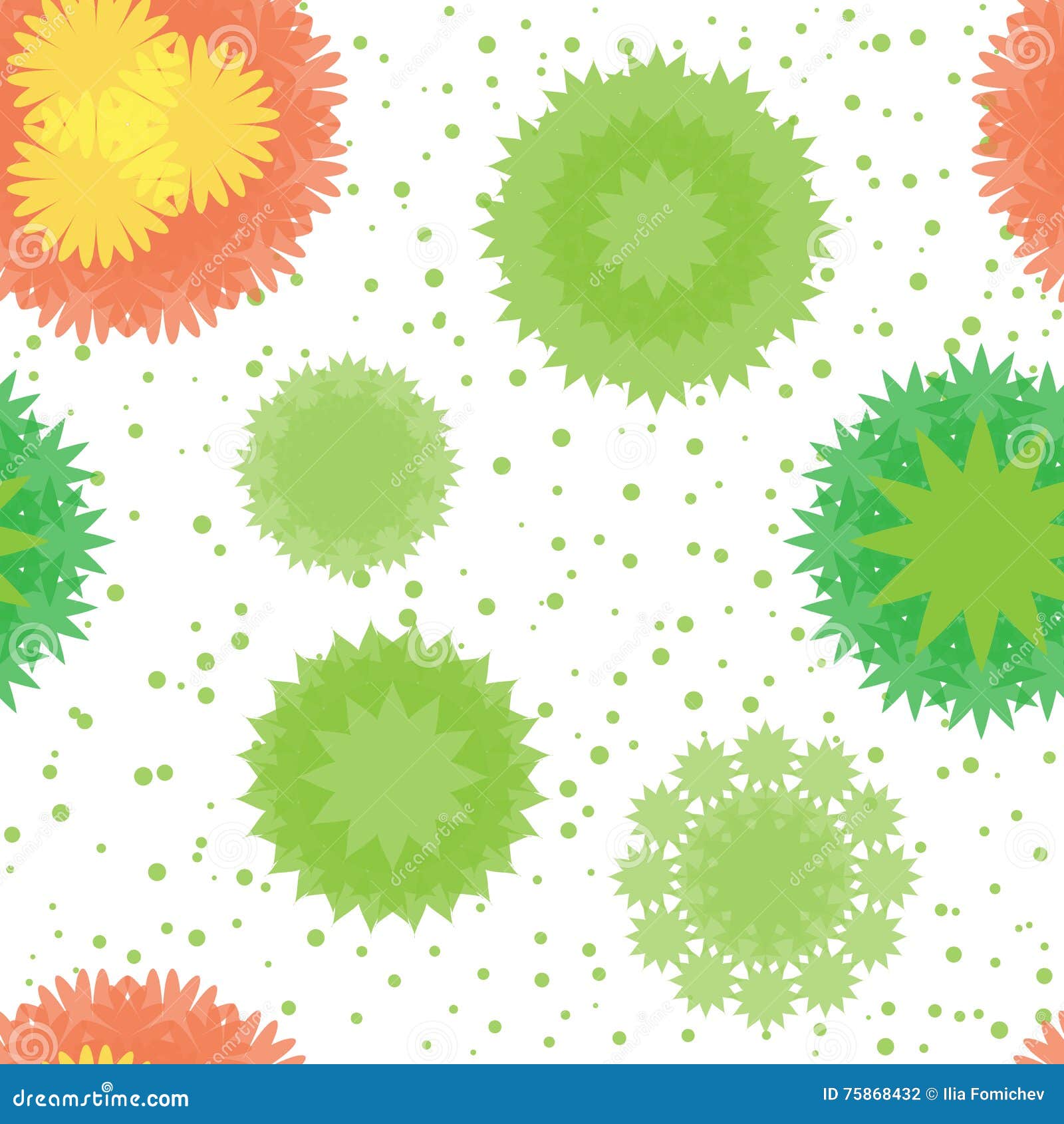 Floral Seamless Pattern Top View Plants and Flowers Stock Vector ...