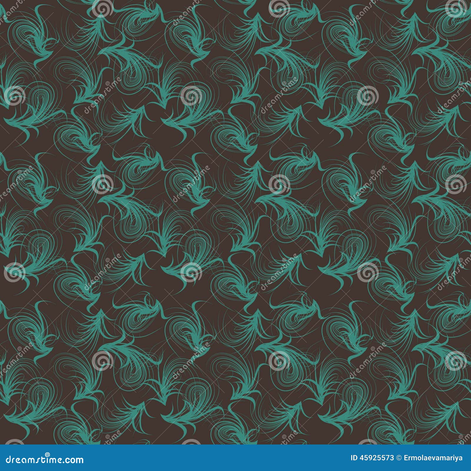 Floral Seamless Pattern. Vector Blue and Brown Stock Vector ...