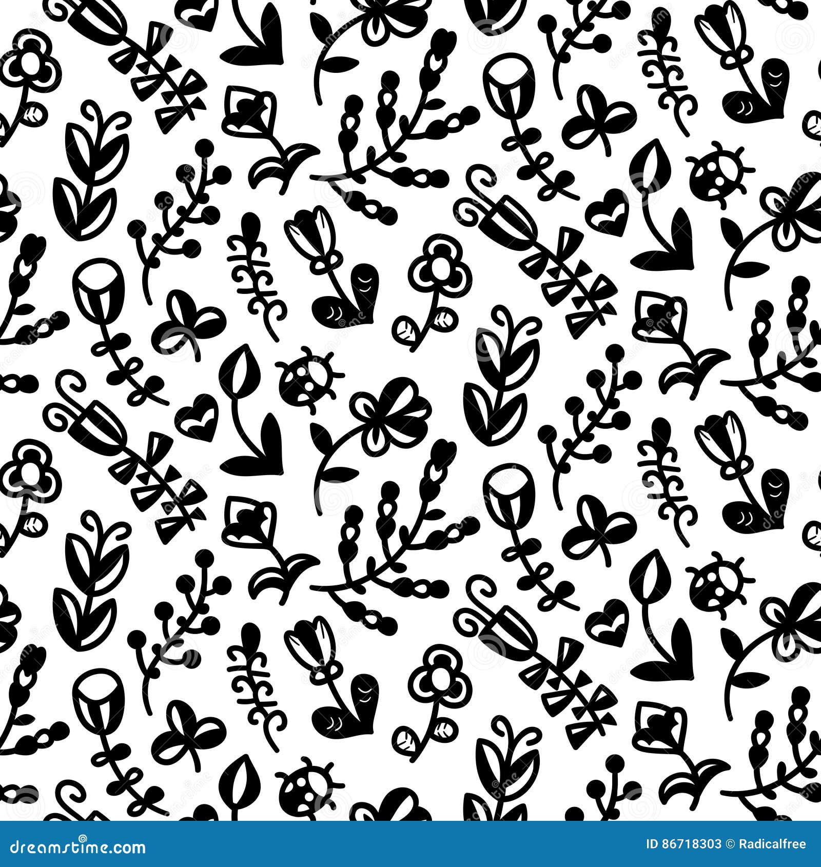 Floral Seamless Pattern in Vector. Spring Endless Background with ...