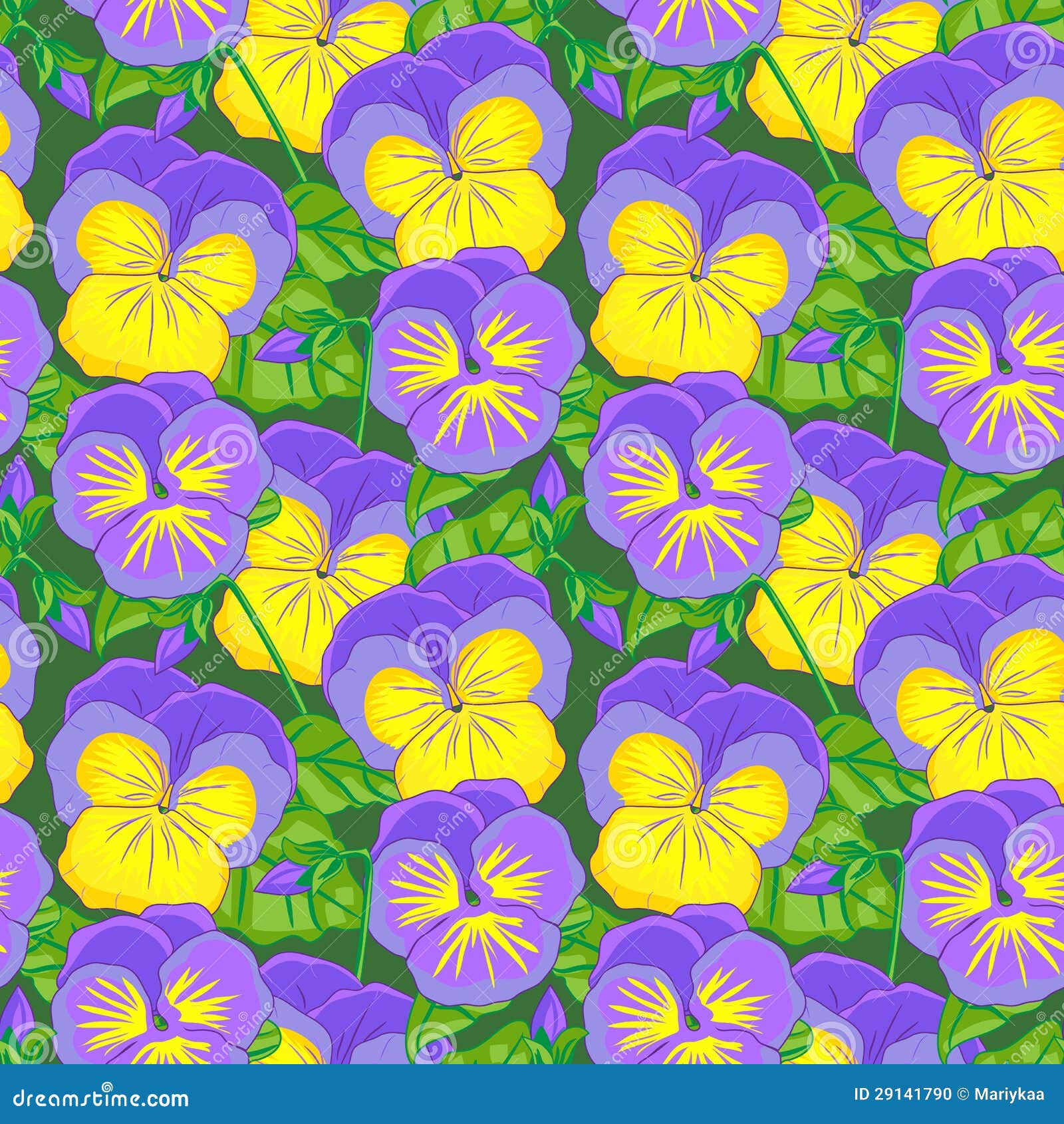Floral Seamless Pattern with Viola Stock Vector - Illustration of plant ...