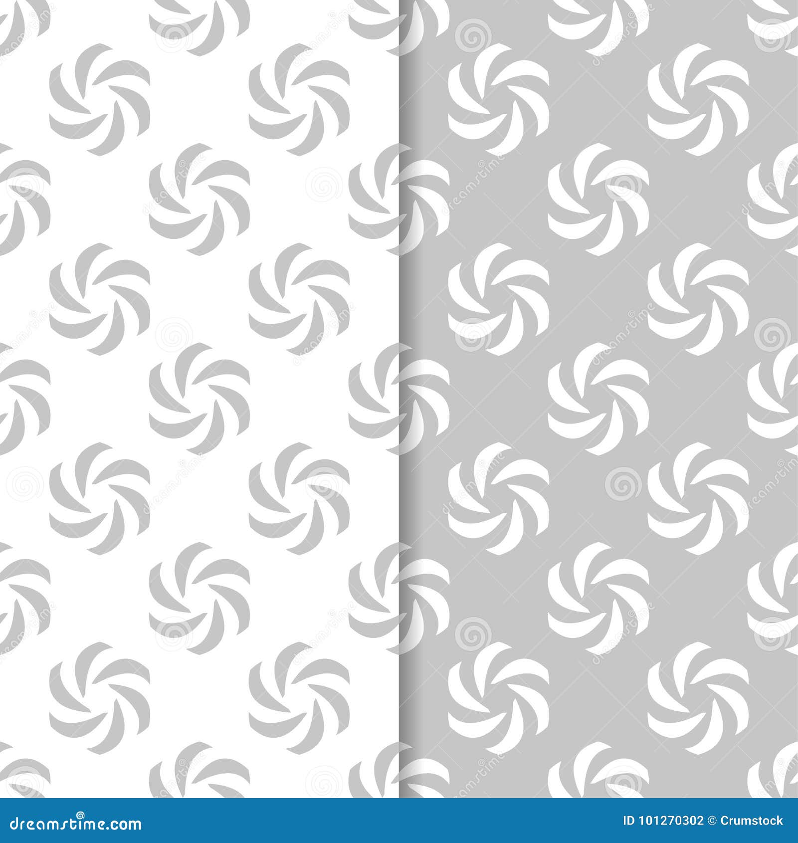 Floral Seamless Patterns. Set of Light Gray Vertical Wallpaper ...