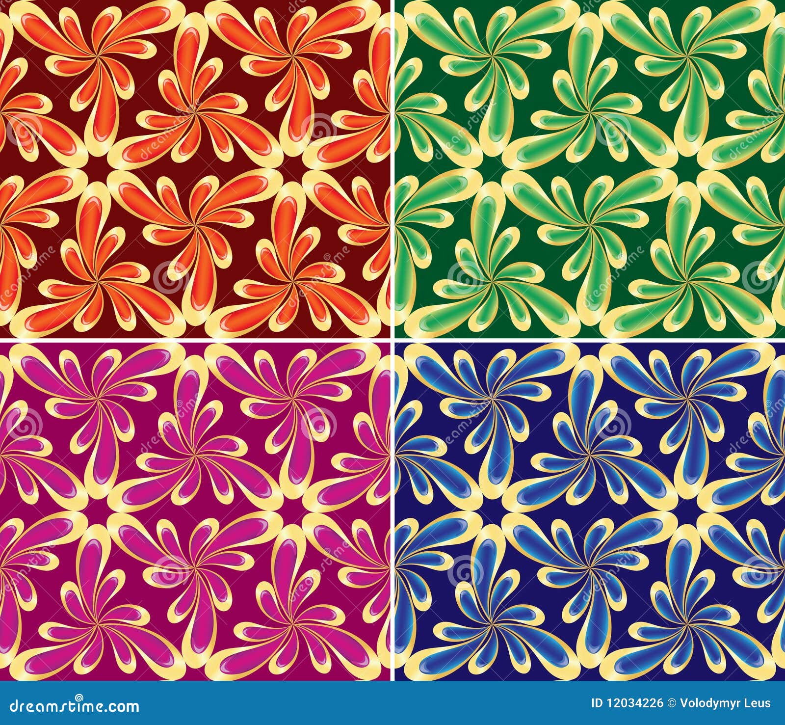 Floral Seamless Set(vector, CMYK) Stock Vector - Illustration of ...