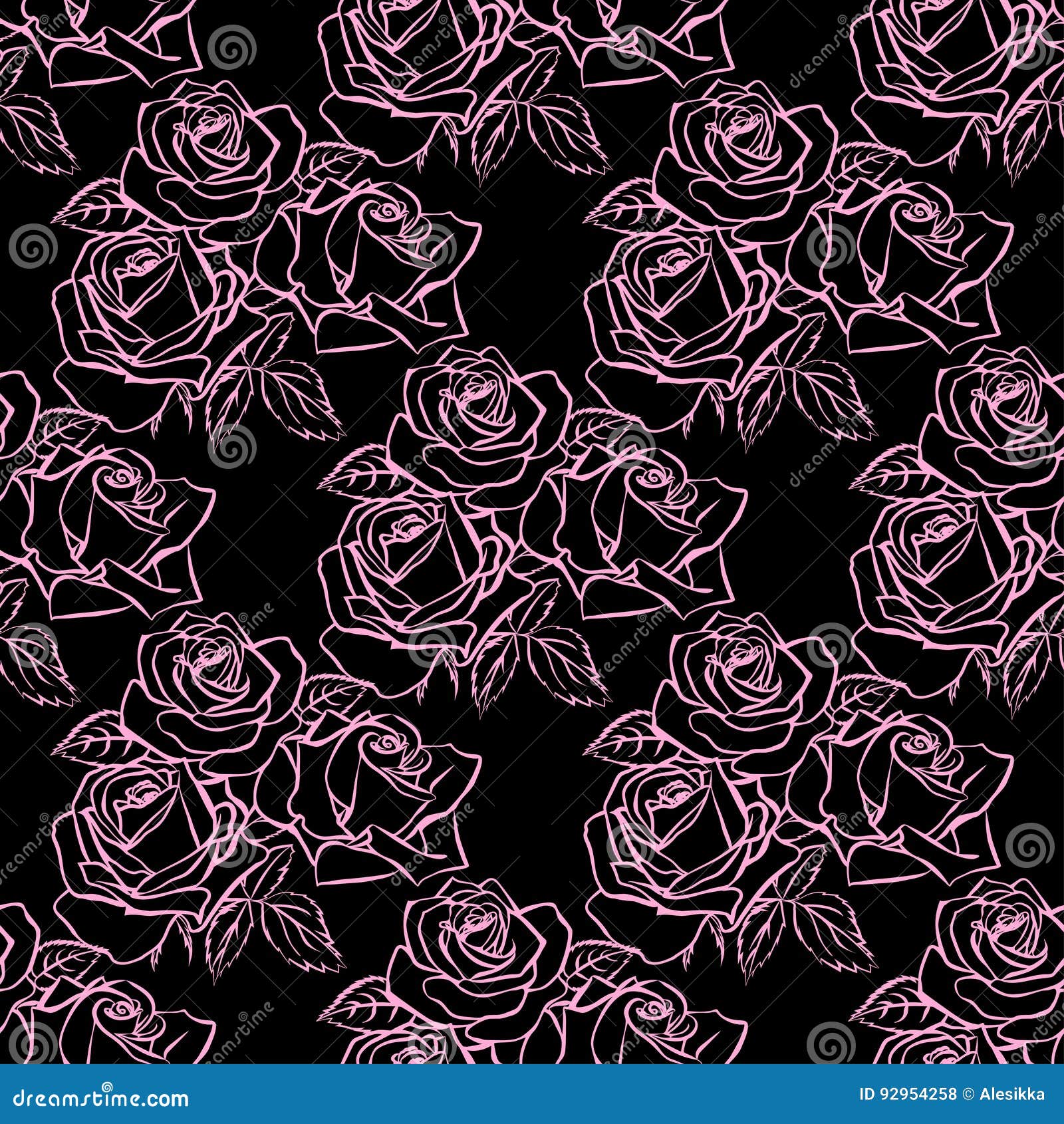 Floral Seamless Texture with Roses. Stock Illustration - Illustration ...