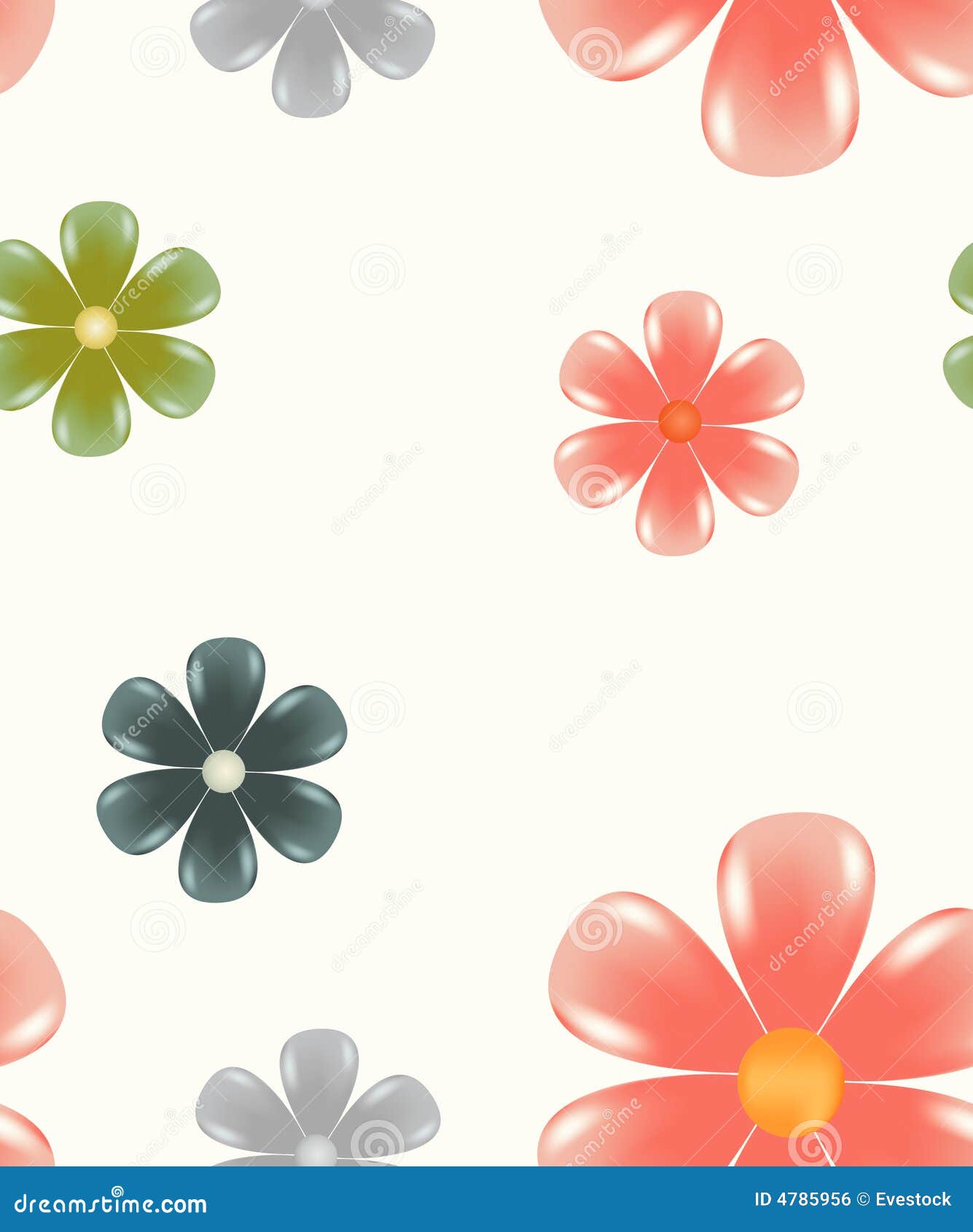 Floral Seamless Tiling Pattern Stock Illustration - Illustration of ...