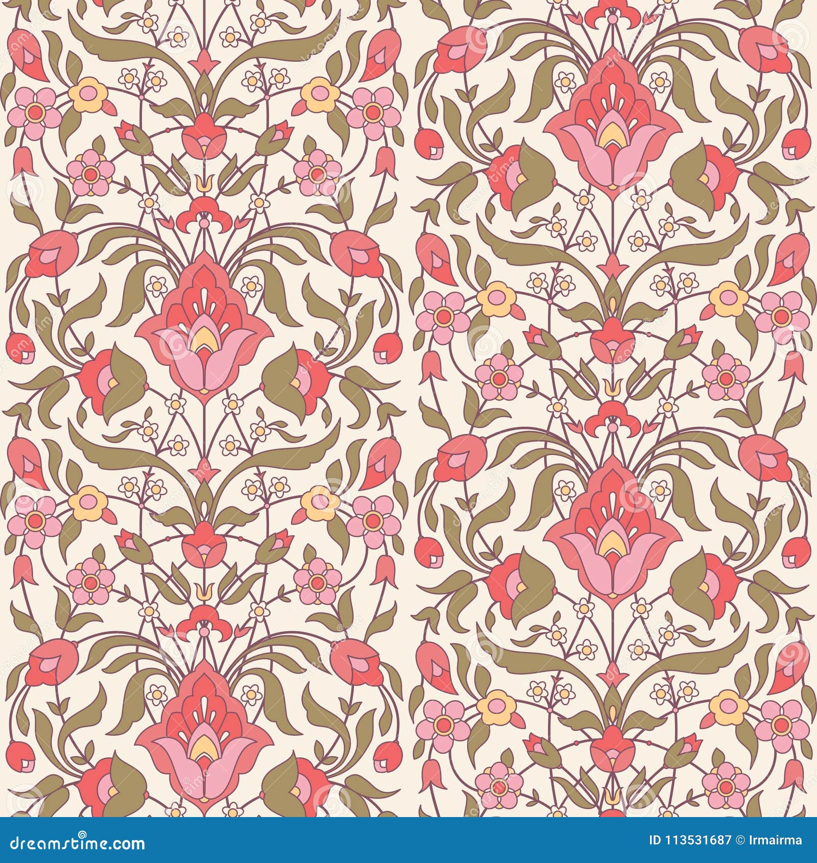 Floral Pattern in Oriental Style Stock Vector - Illustration of tile ...