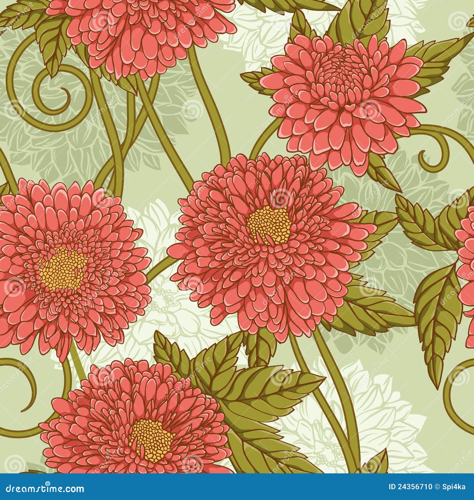 Floral seamless wallpaper stock vector. Illustration of decor - 24356710