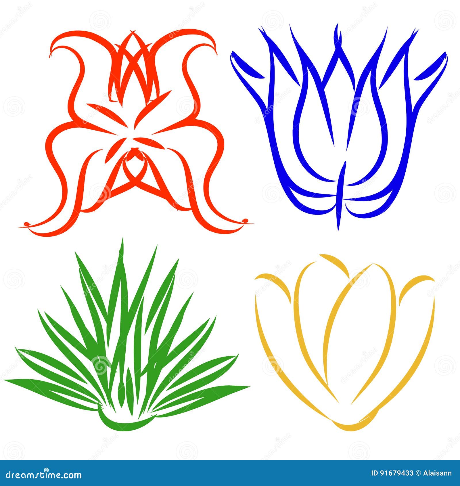 Floral Set with Flowers in Hand-drawn Style Stock Vector - Illustration ... Floral Set with Flowers in Hand-drawn Style Stock Vector - Illustration ...