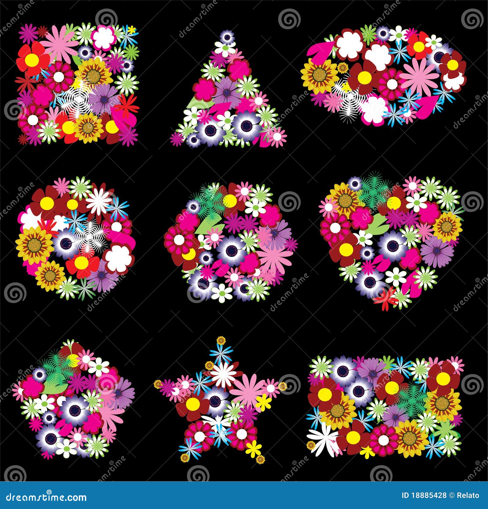 Floral shapes stock vector. Illustration of rectangle - 18885428