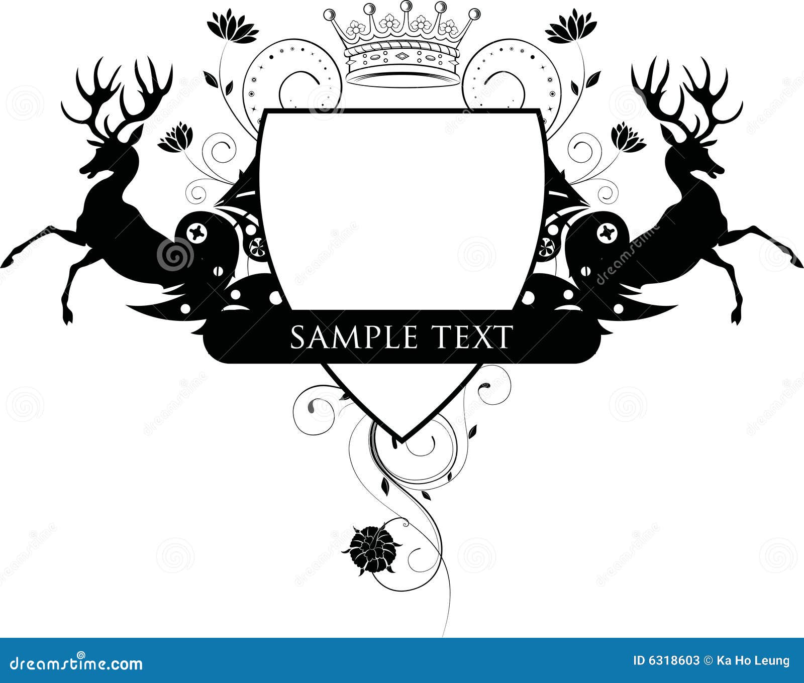 Floral shield with deer stock illustration. Illustration of seasonal ...