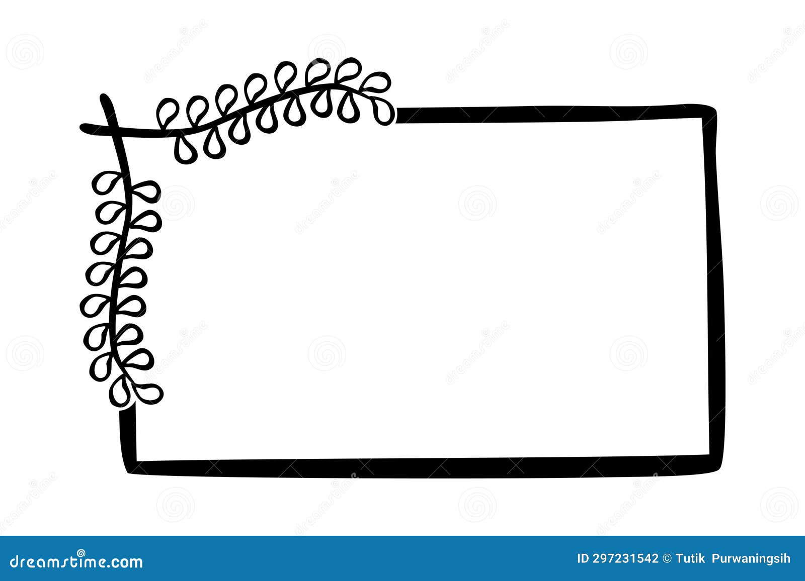 Floral Simple Black Border Rectangle Sketch at White Stock Vector ...